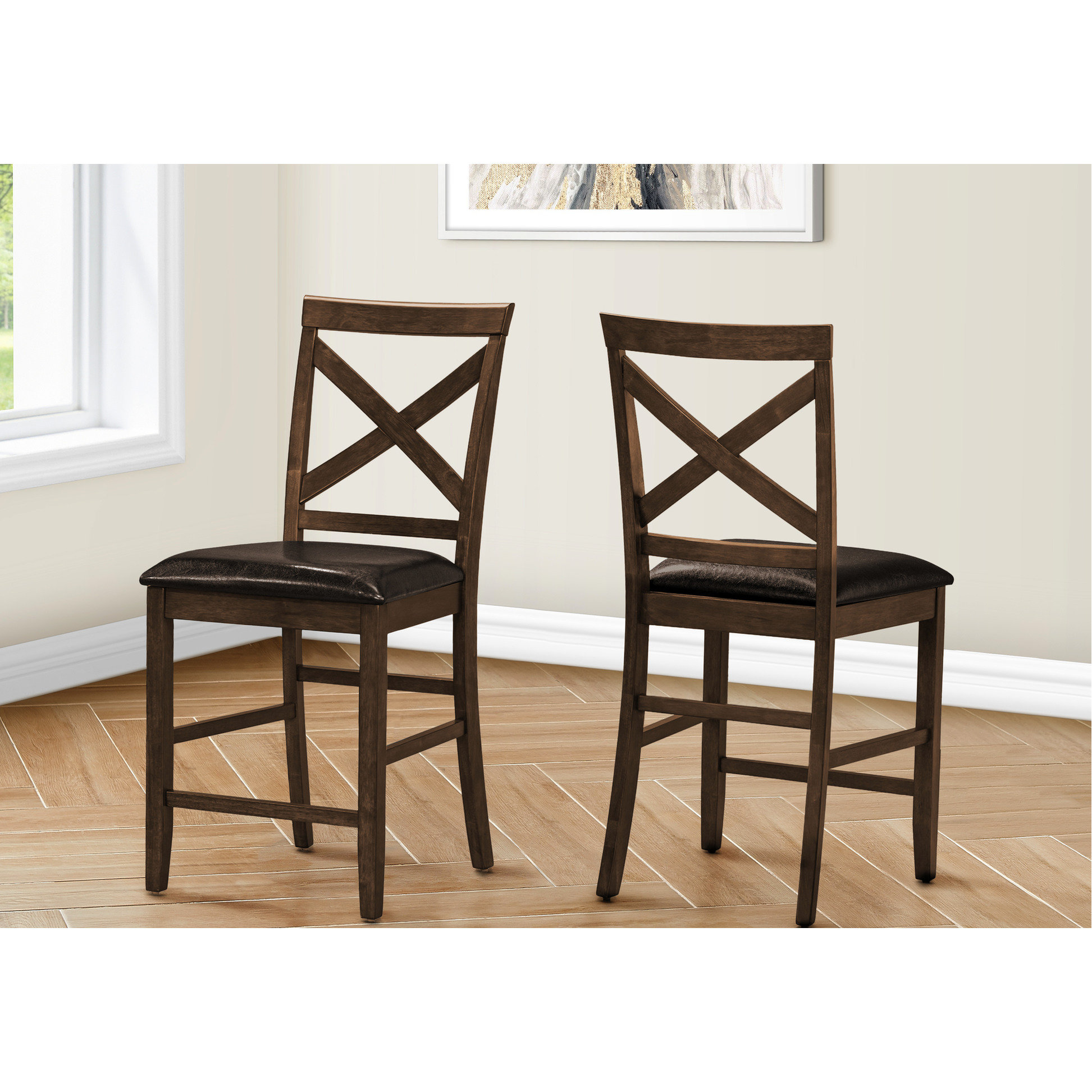 Wildon Home® Of 2 Dining Chairs In Counter Height, Dark Walnut With ...