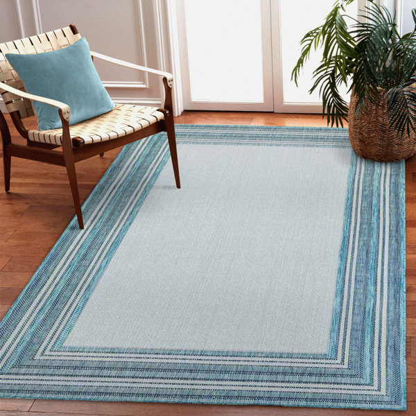 Dovecove Bugbee Geometric Blue Indoor / Outdoor Area Rug & Reviews ...