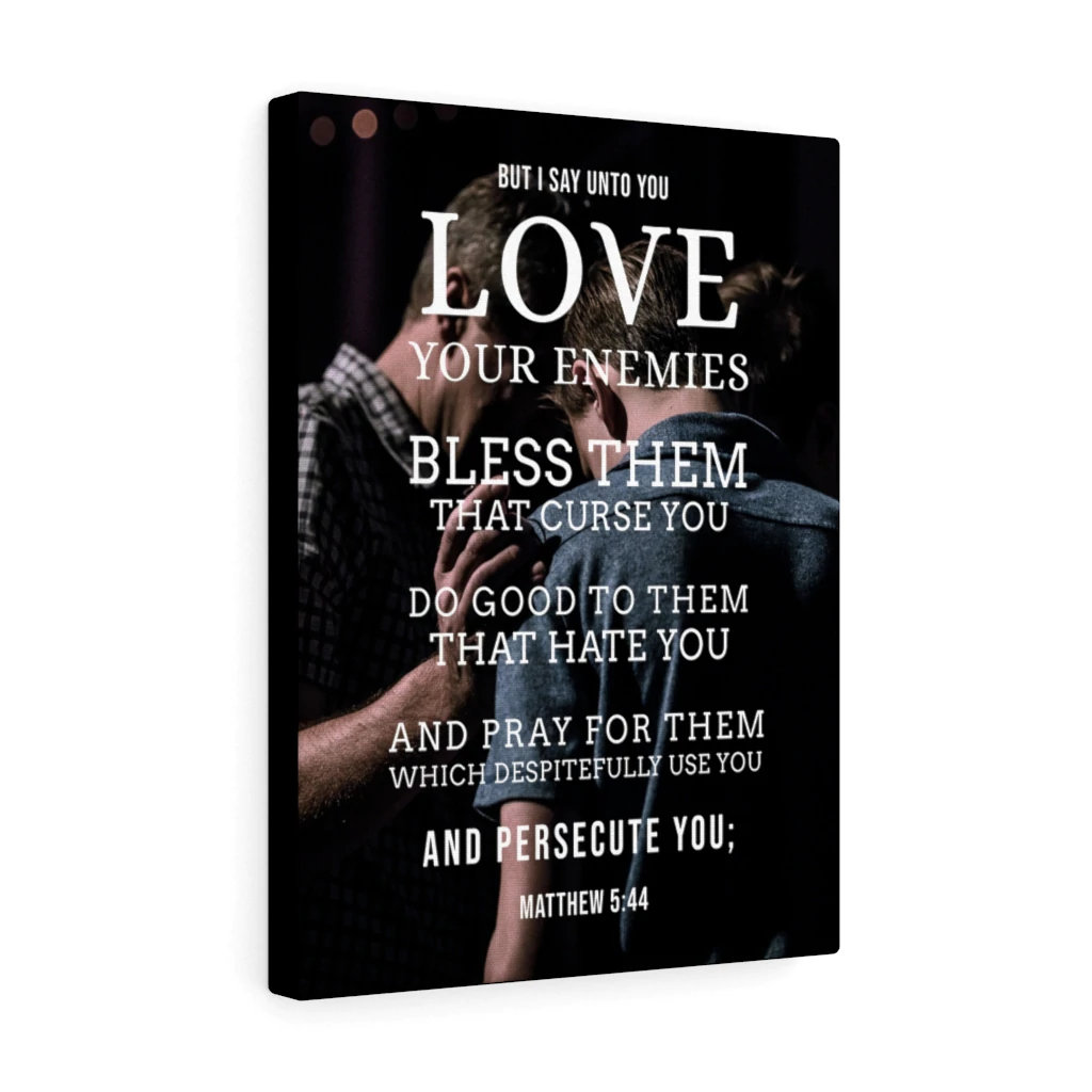 Blue Elephant Love Your Enemies - Wrapped Canvas Typography | Wayfair.ie