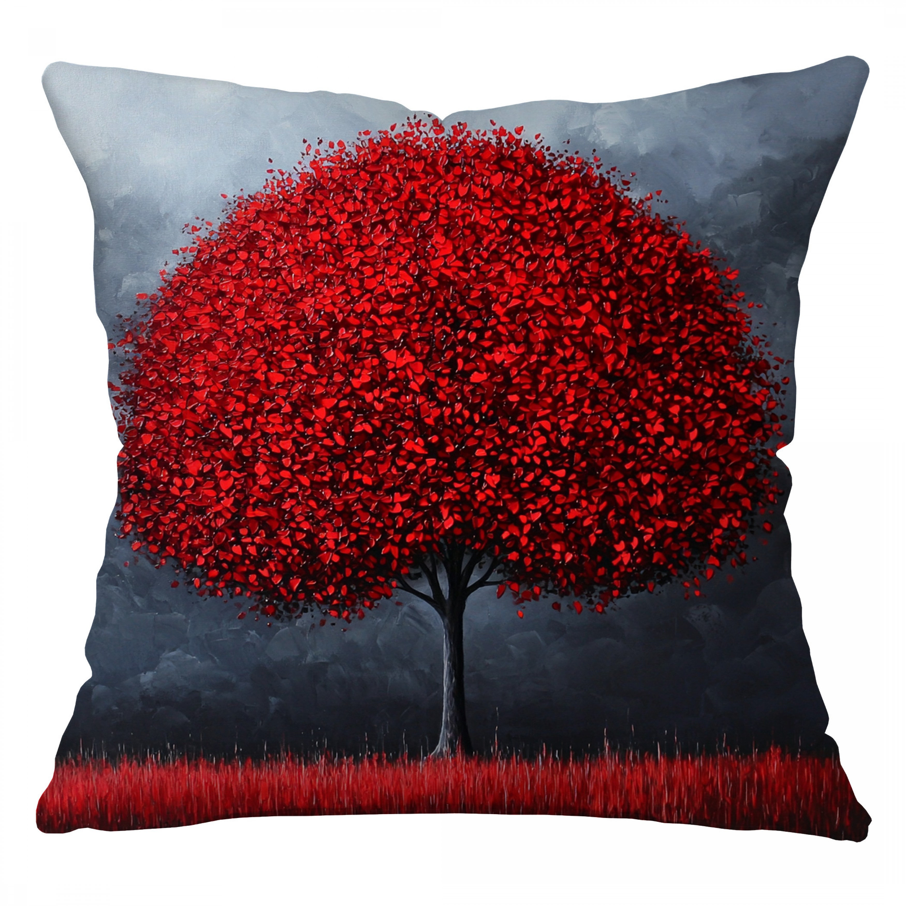 VisionDecor Red Tree Nature Throw Pillow, Nature Twill Pillows | Wayfair