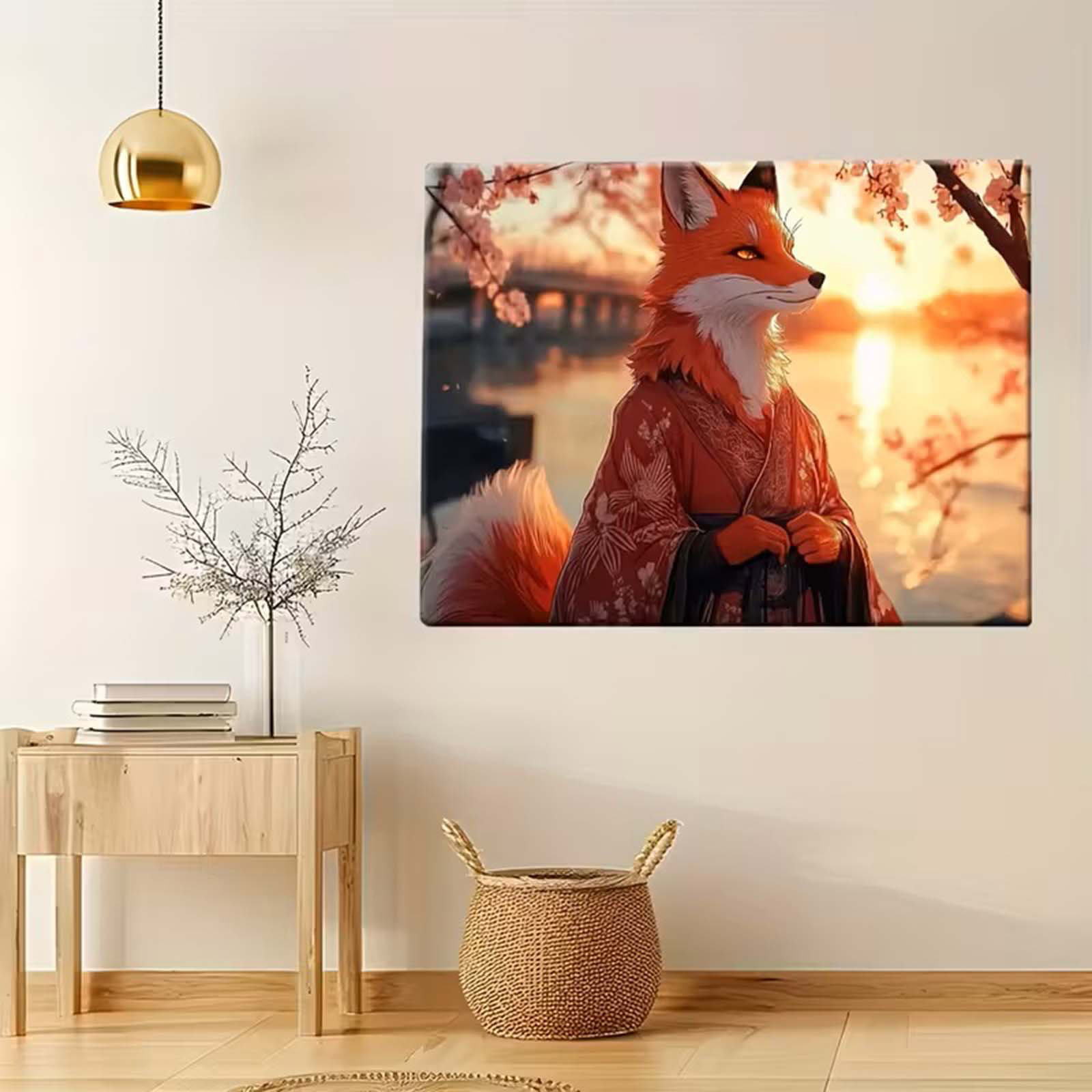 Astoria Grand 1Pc Red Fox In Ancient Chinese Robe Cartoon Wall Art ...