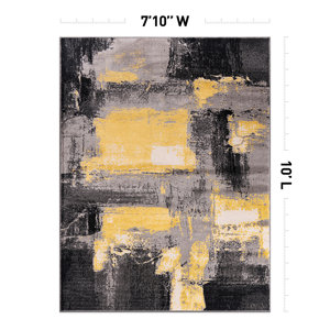 Trent Austin Design® Rambo Performance Abstract Yellow/Black/Gray Area ...