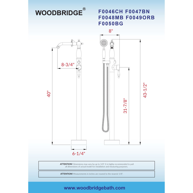 WoodBridge 1 Handle Floor Clawfoot Tub Faucet with Diverter & Reviews ...