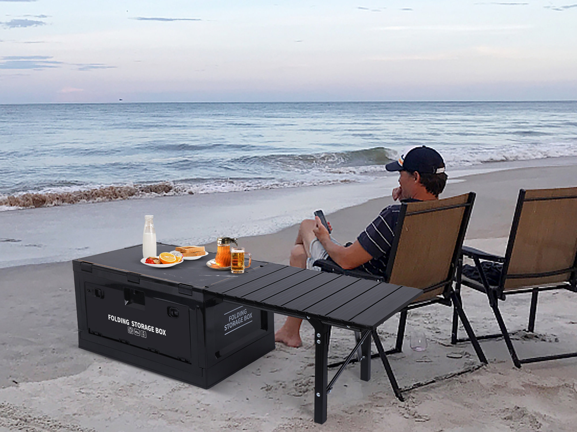 Ebern Designs Collapsible Storage Bin w/ Table, Organizing Containers ...