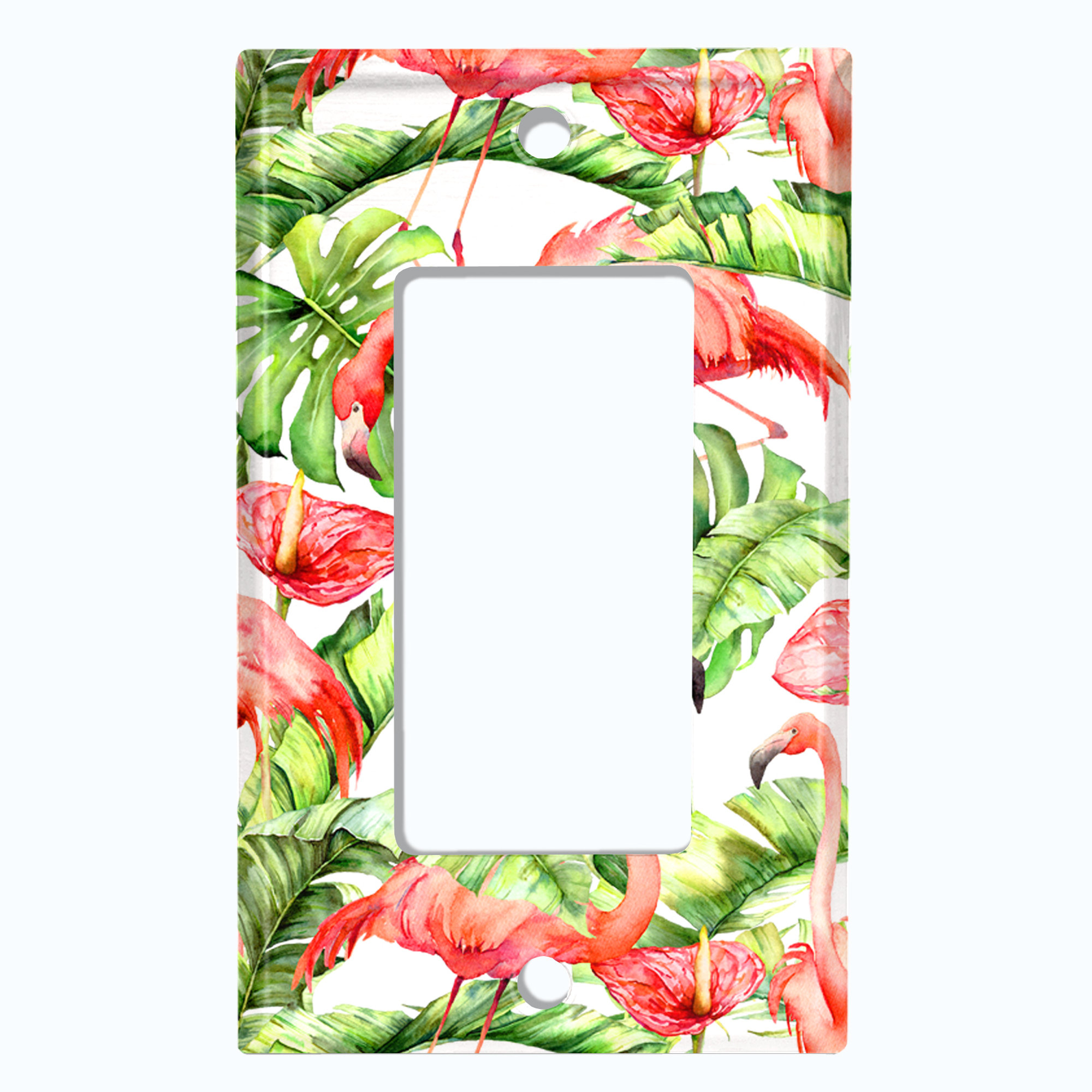 WorldAcc Metal Light Switch Plate Outlet Cover (Pink Flamingos Green ...