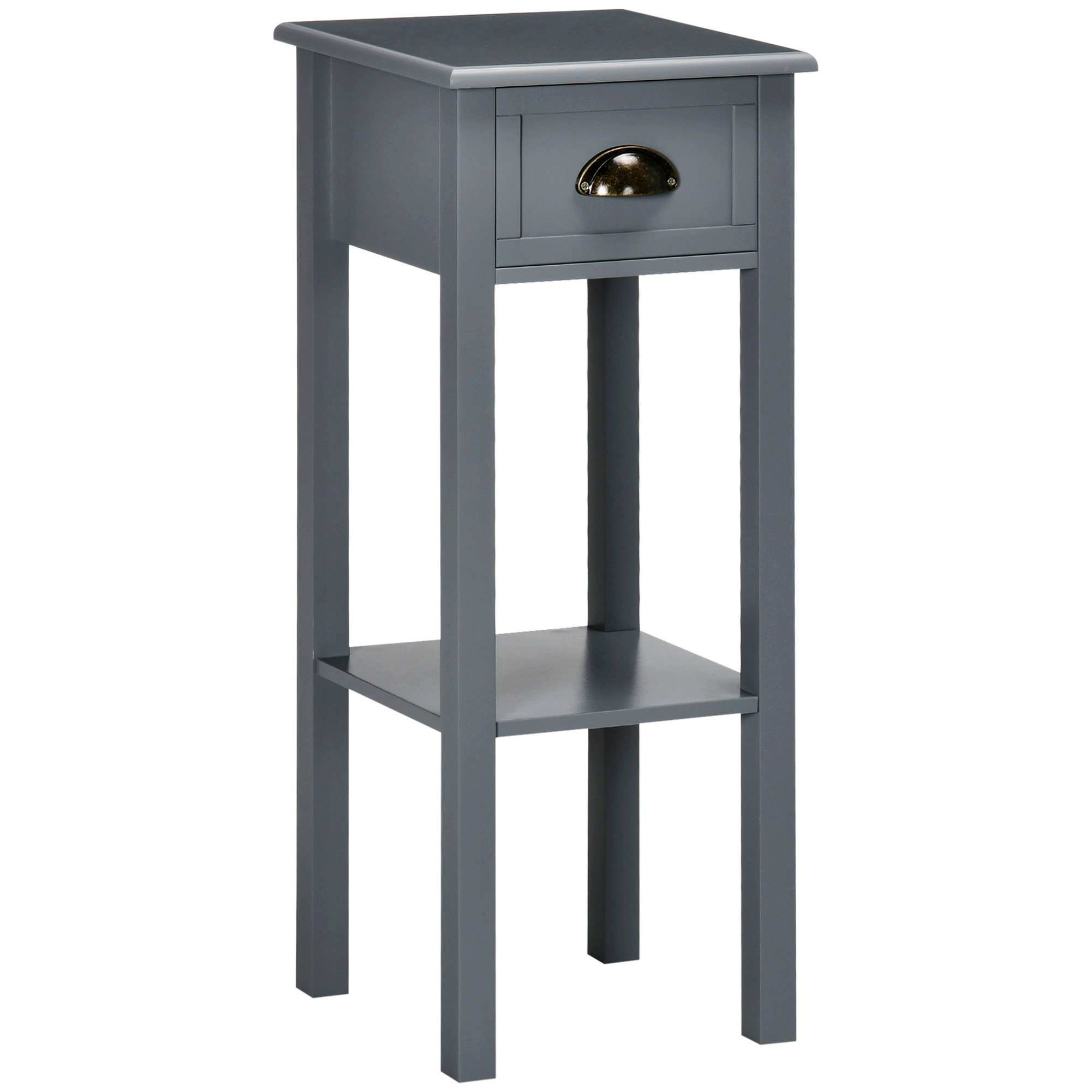 Gracie Oaks Roussel 2-Tier Narrow Storage Side End Table with Drawer ...