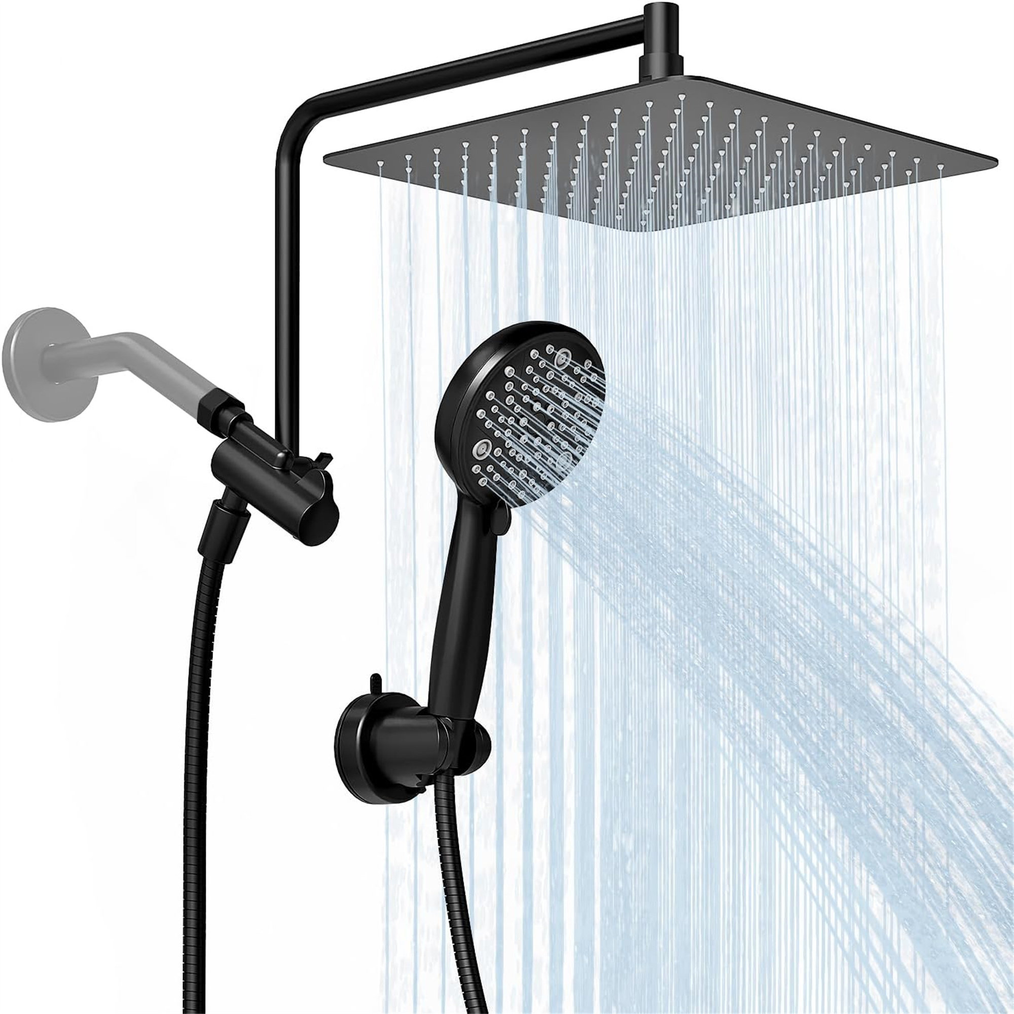 PAVORA Shower Head with Handheld Sprayer Combination, 12” Extended ...