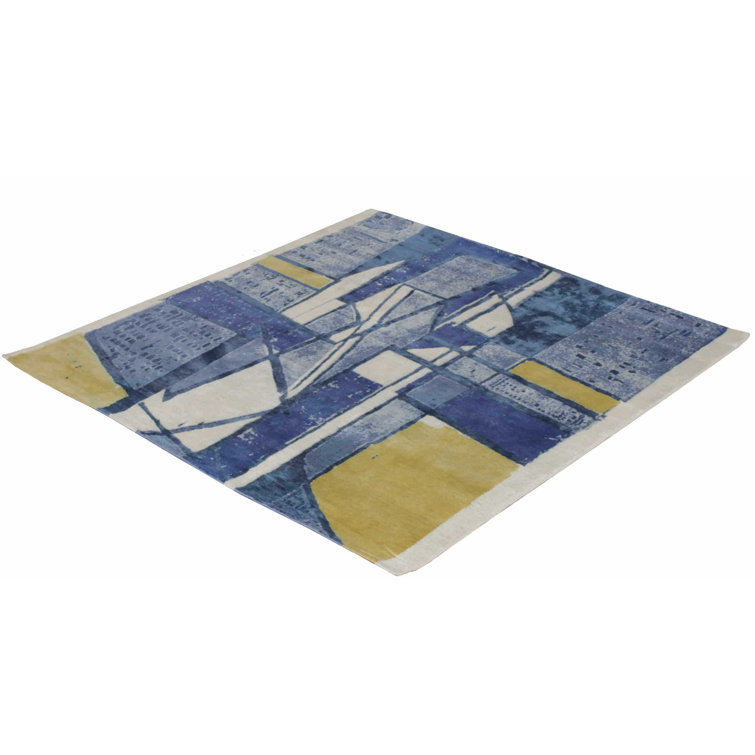 Nazmiyal Collection Blue Yellow Geometric Mid Century Modern Rug ...