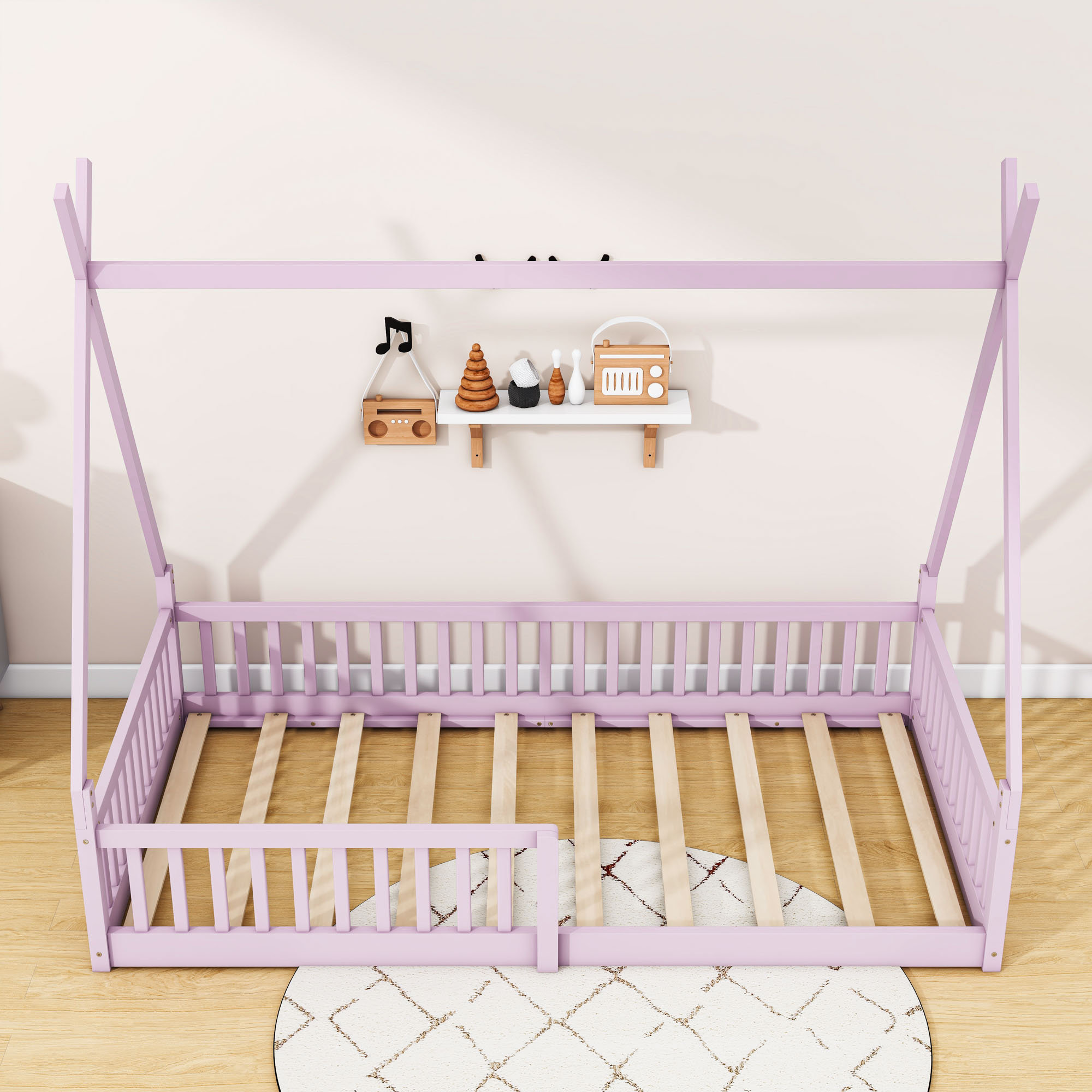 Redwood Rover Twin Wooden House-Shaped Bed With Slats | Wayfair