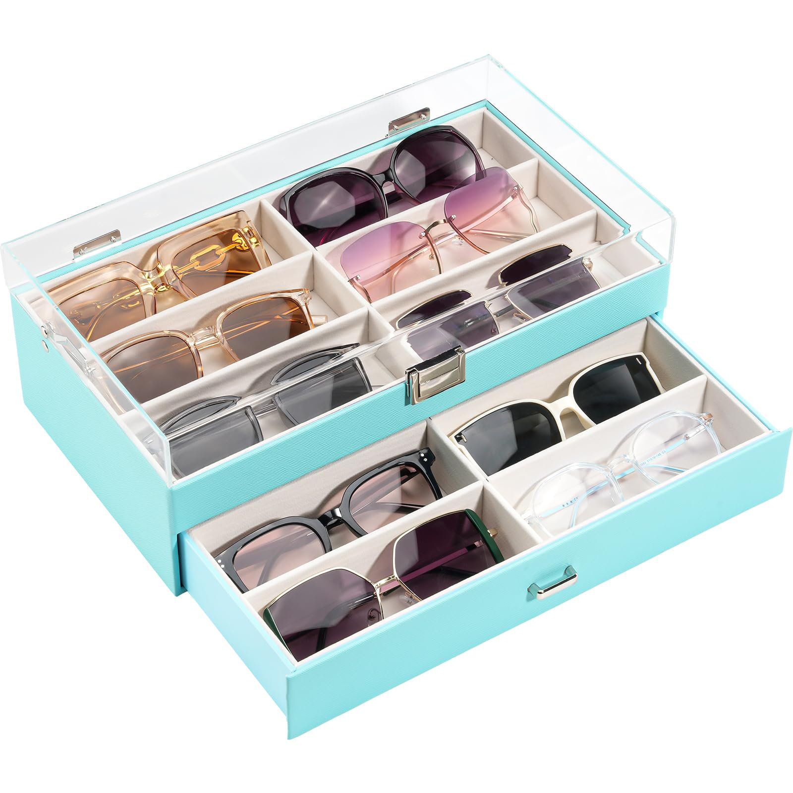 Hokku Designs 12 Slots Acrylic Clear Top Sunglass Organizer, 2 Layers ...