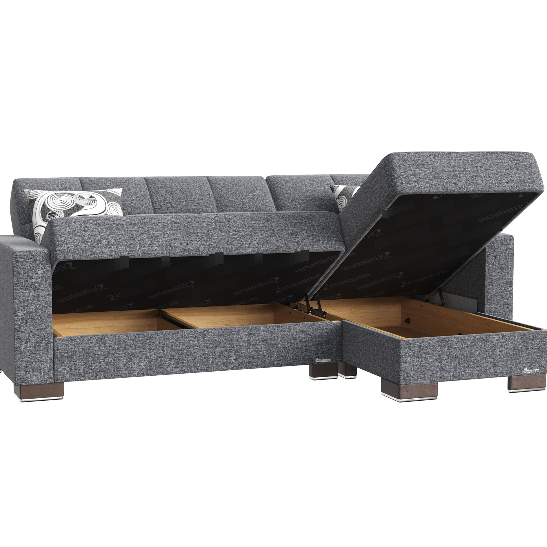 Hokku Designs Chenille 3 - Seat Convertible Chaise Lounge With Storage ...