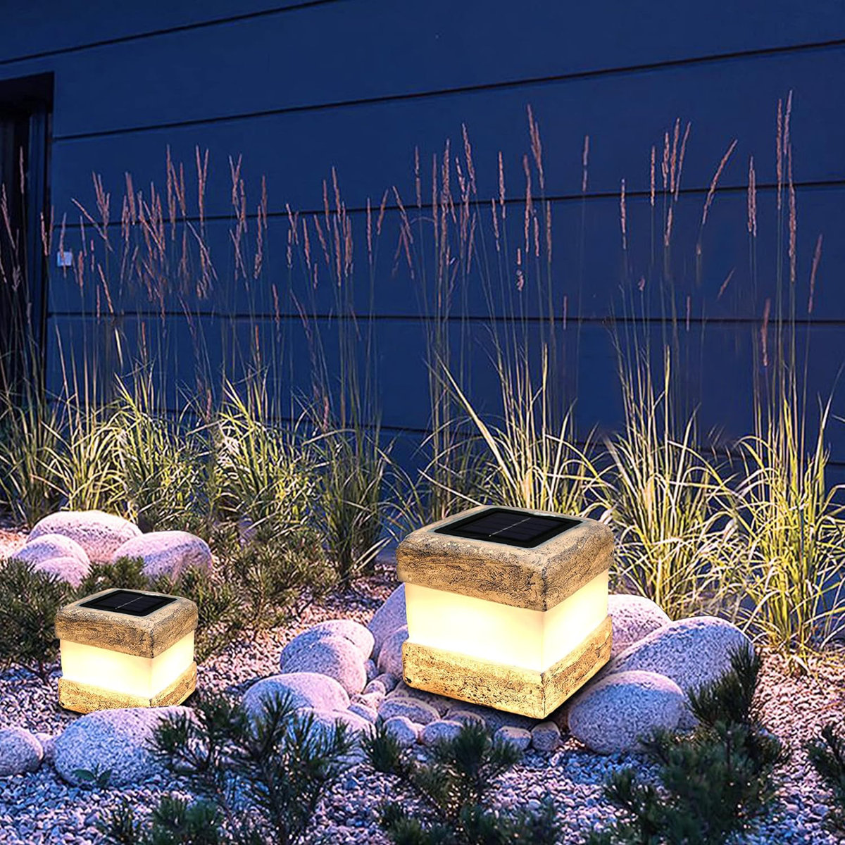 Wrought Studio™ 2 Pack Solar Rock Lights Outdoor - Solar Garden Decor ...