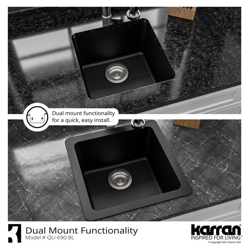 Karran Quartz 16-5/8'' X 16-5/8'' Undermount Bar Sink & Reviews | Wayfair