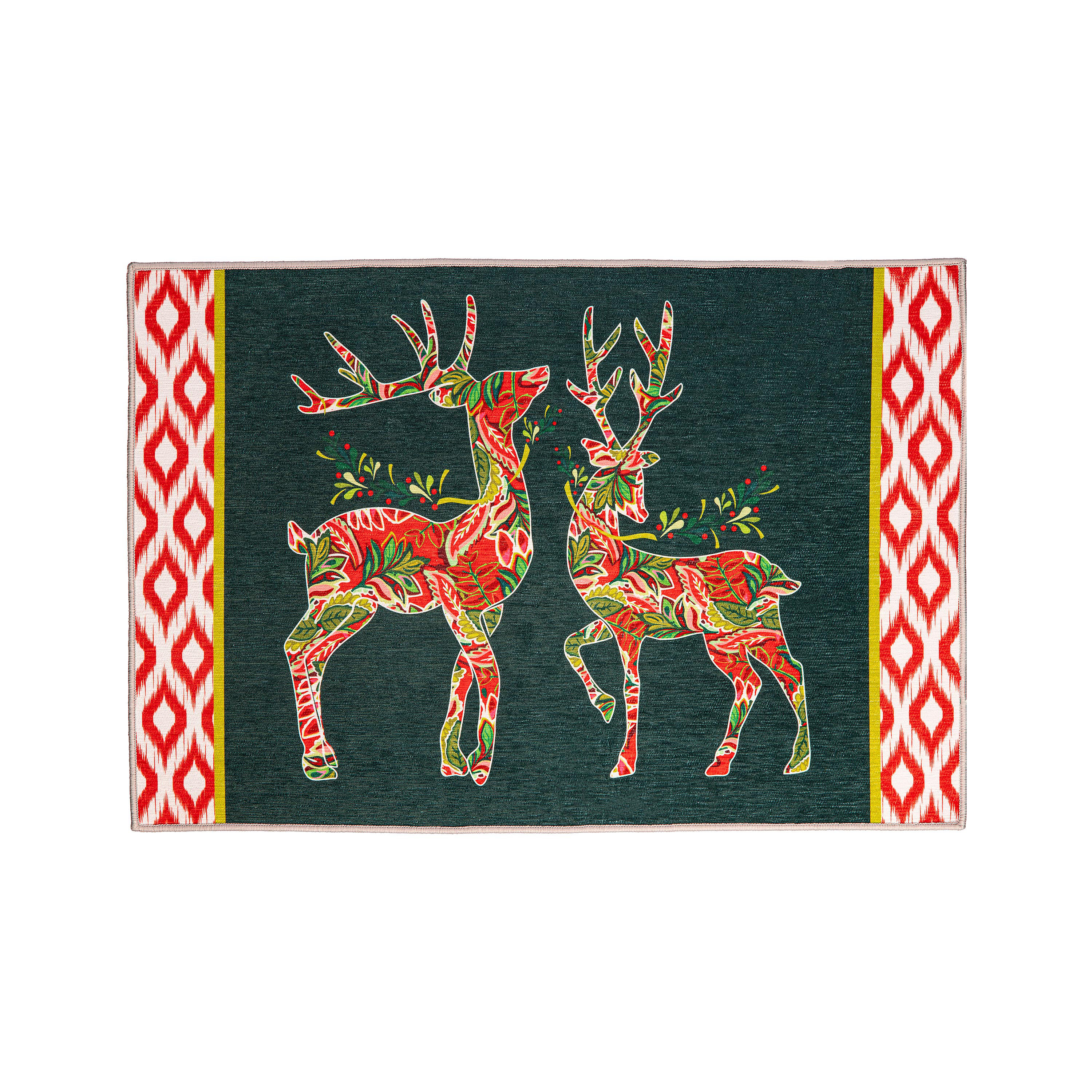 Ophelia & Co. Patterned Reindeer Washable Mat 24"x 36" | Wayfair