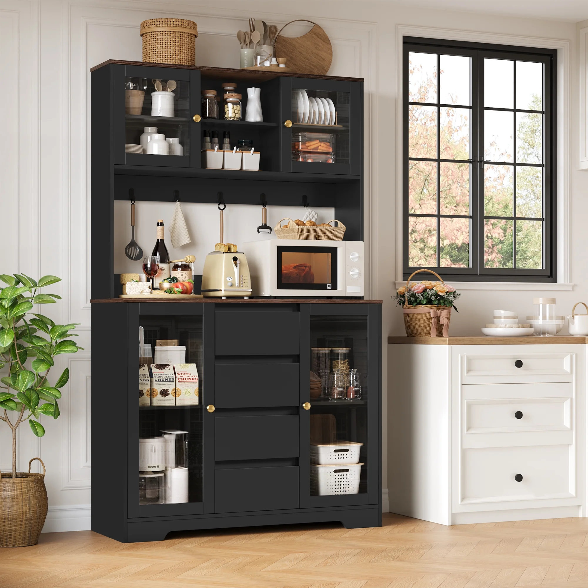 Gracie Oaks Takina 71" Modern Kitchen Pantry Cabinet with Spacious ...
