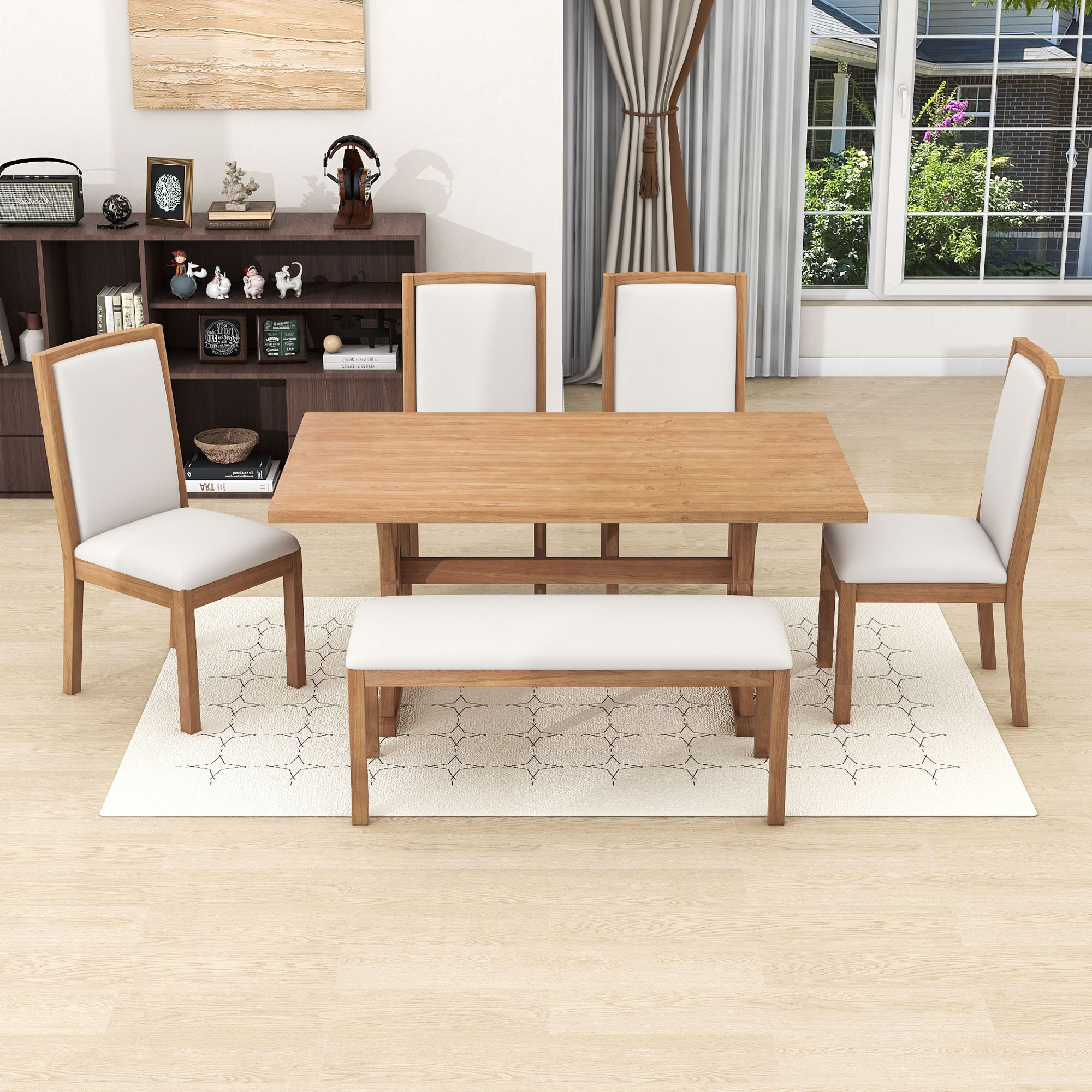 SIMPLE SIGNMAN SYSTEMS, INC. Farmhouse 6Pcs Dining Sets, Rectangular ...