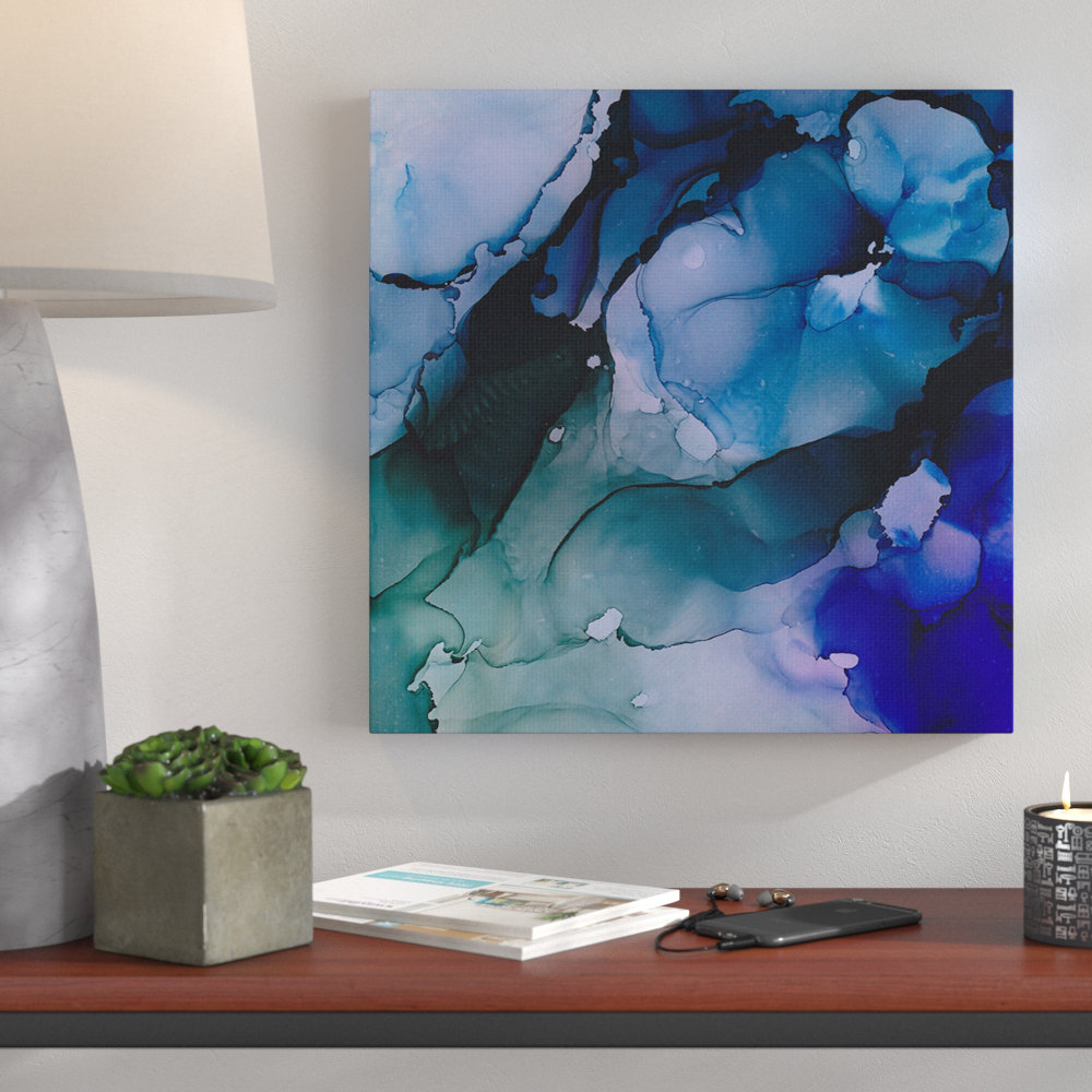 Wrought Studio™ 'Deep Water Abstract Splashes' Watercolor Painting ...