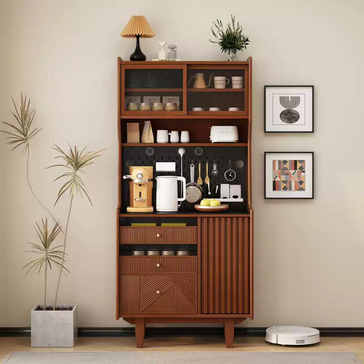 Winston Porter Medieval Style Solid Wood Rock Slab Food Cabinet | Wayfair