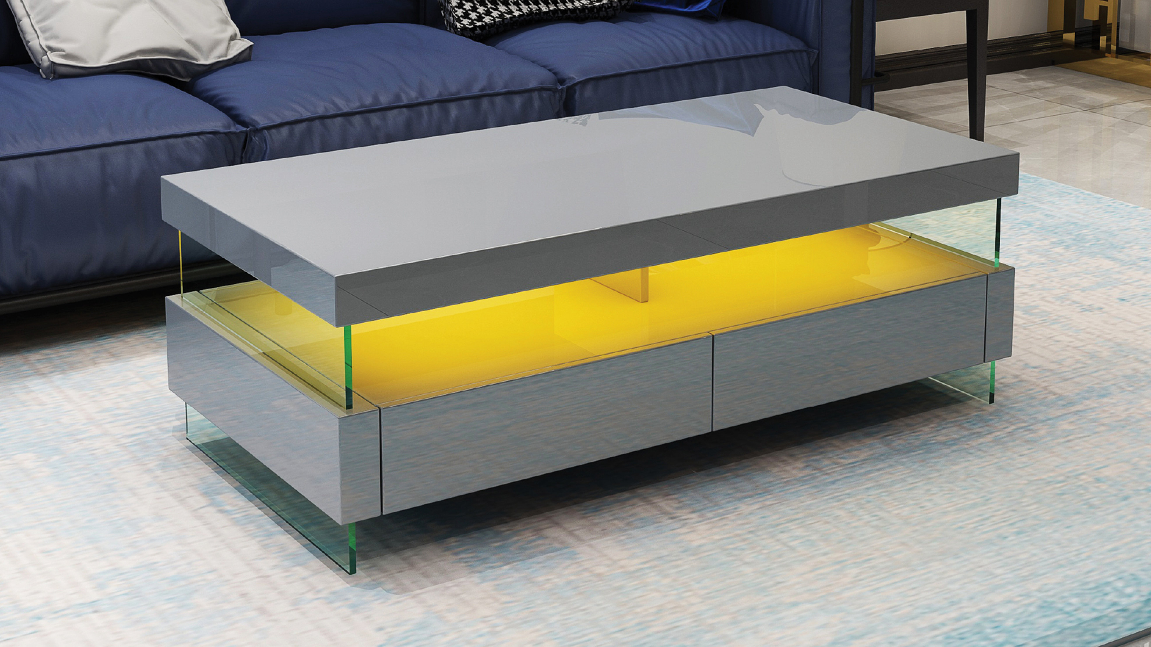 Latitude Run® Sophisticated Contemporary Coffee Table With Built-In LED ...