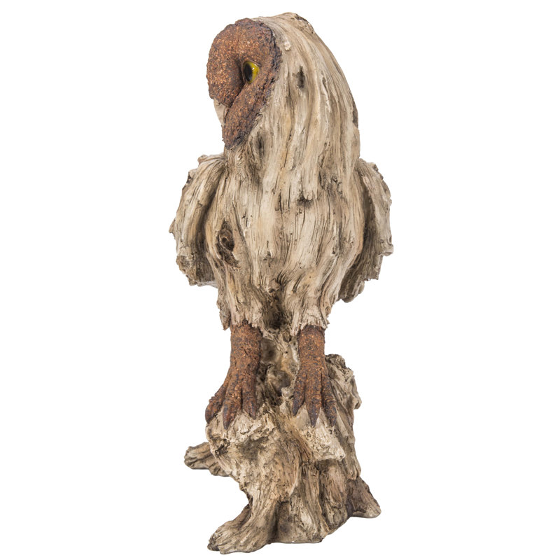 Hi-Line Gift Ltd. Driftwood Barn Owl On Stump Statue & Reviews | Wayfair