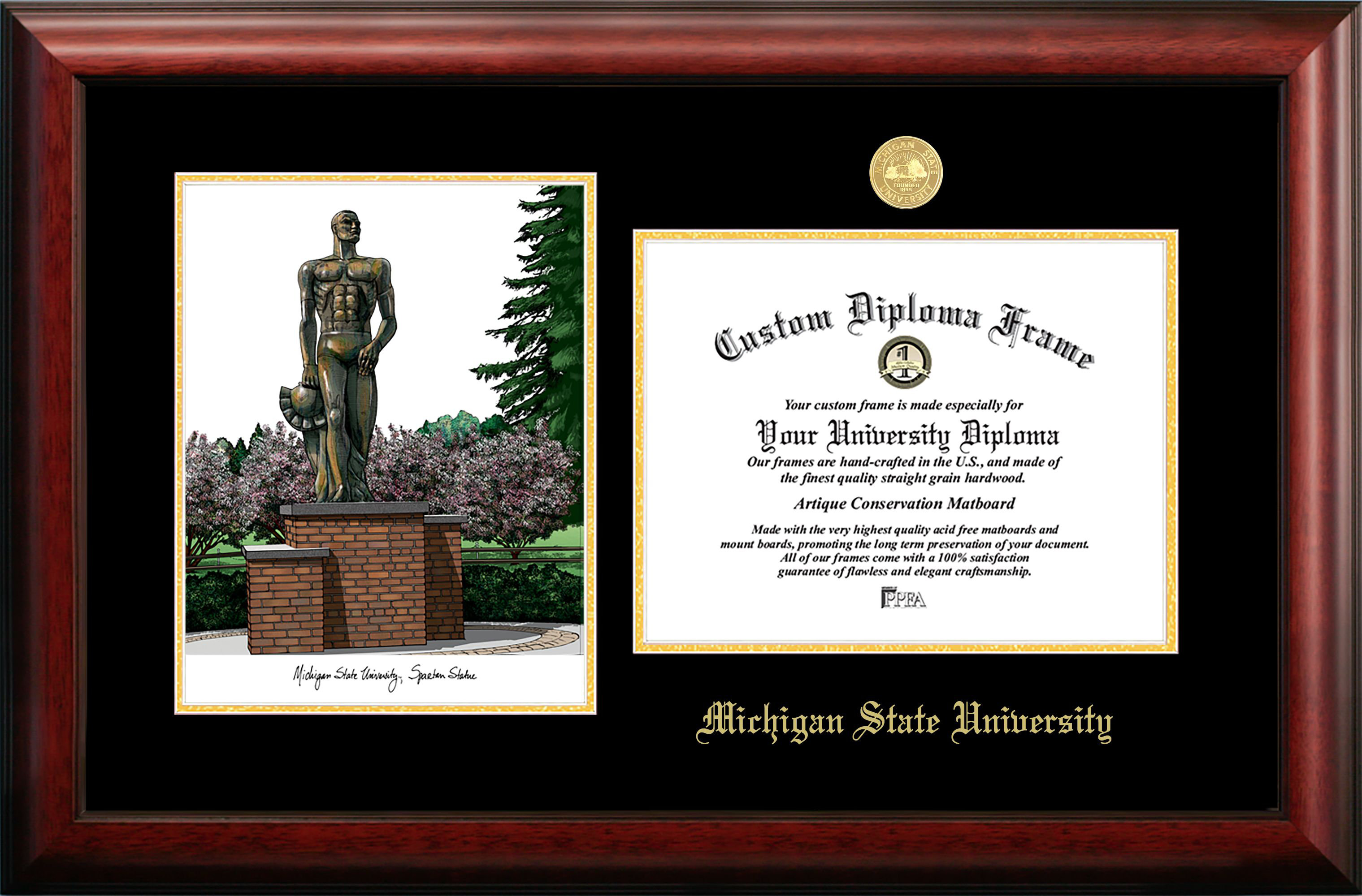 Campus Images NCAA Michigan State Spartans Gold Embossed Diploma with ...