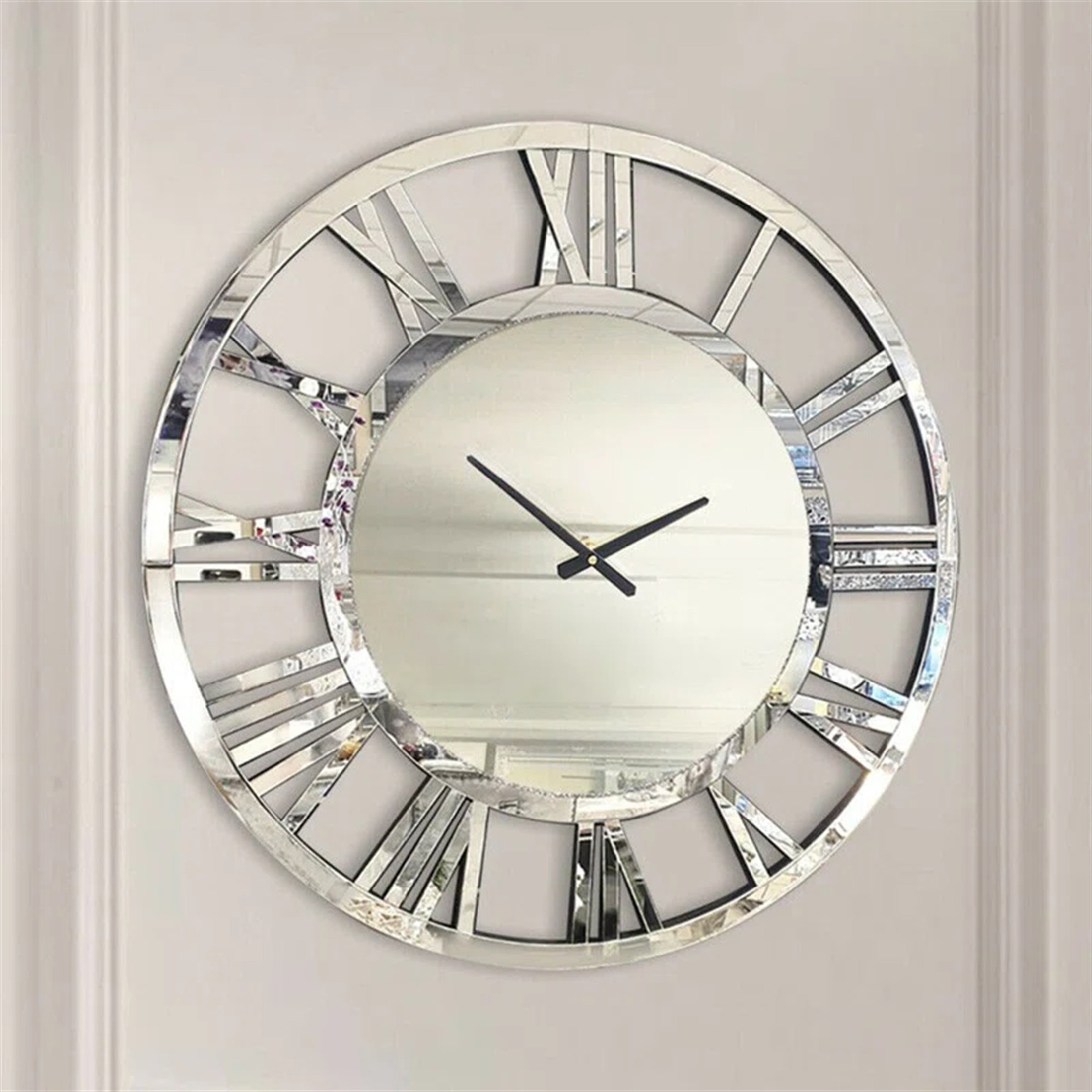 Mercer41 Mirrored Roman numerals decorative round wall clock | Wayfair