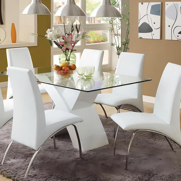 Orren Ellis Melillo Glass Top Dining Table | Wayfair