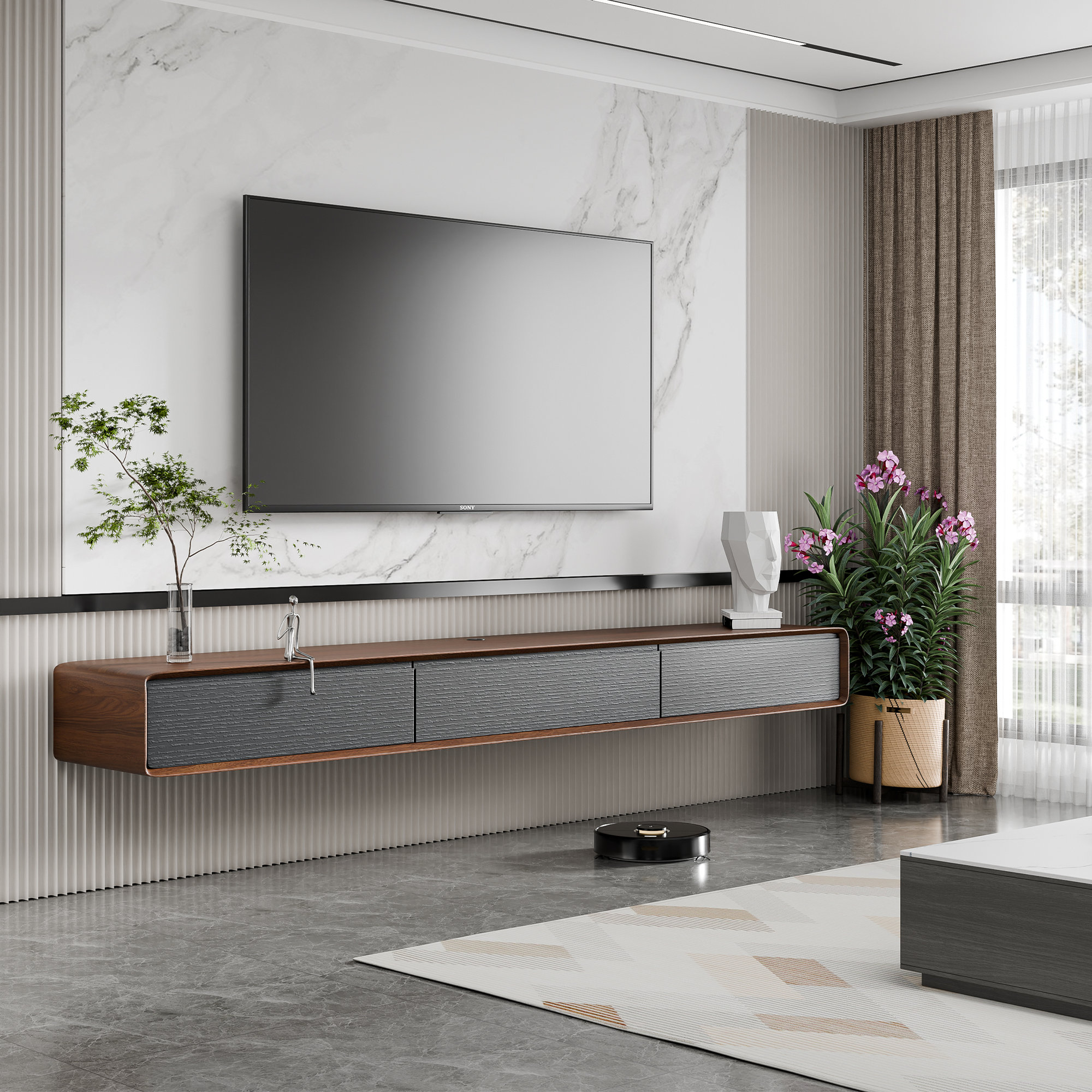 Corrigan Studio® Rupena Fully Assembled 80'' Handmade Floating TV Stand ...