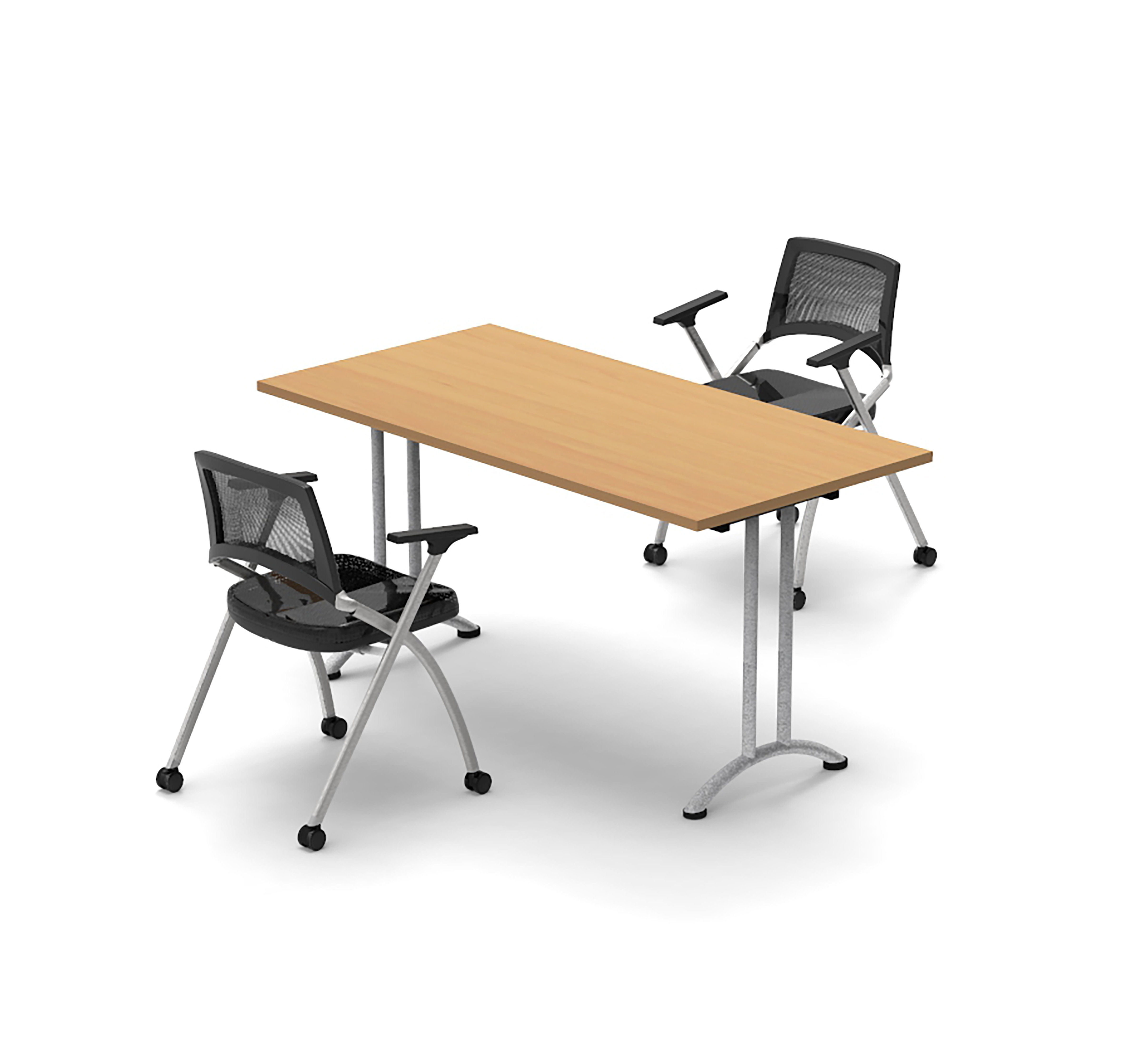 Inbox Zero Alcide 2 Person Conference Meeting Table with 2 Chairs ...