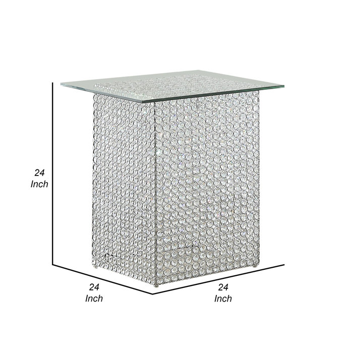 Benjara Emi Glass Pedestal End Table | Wayfair