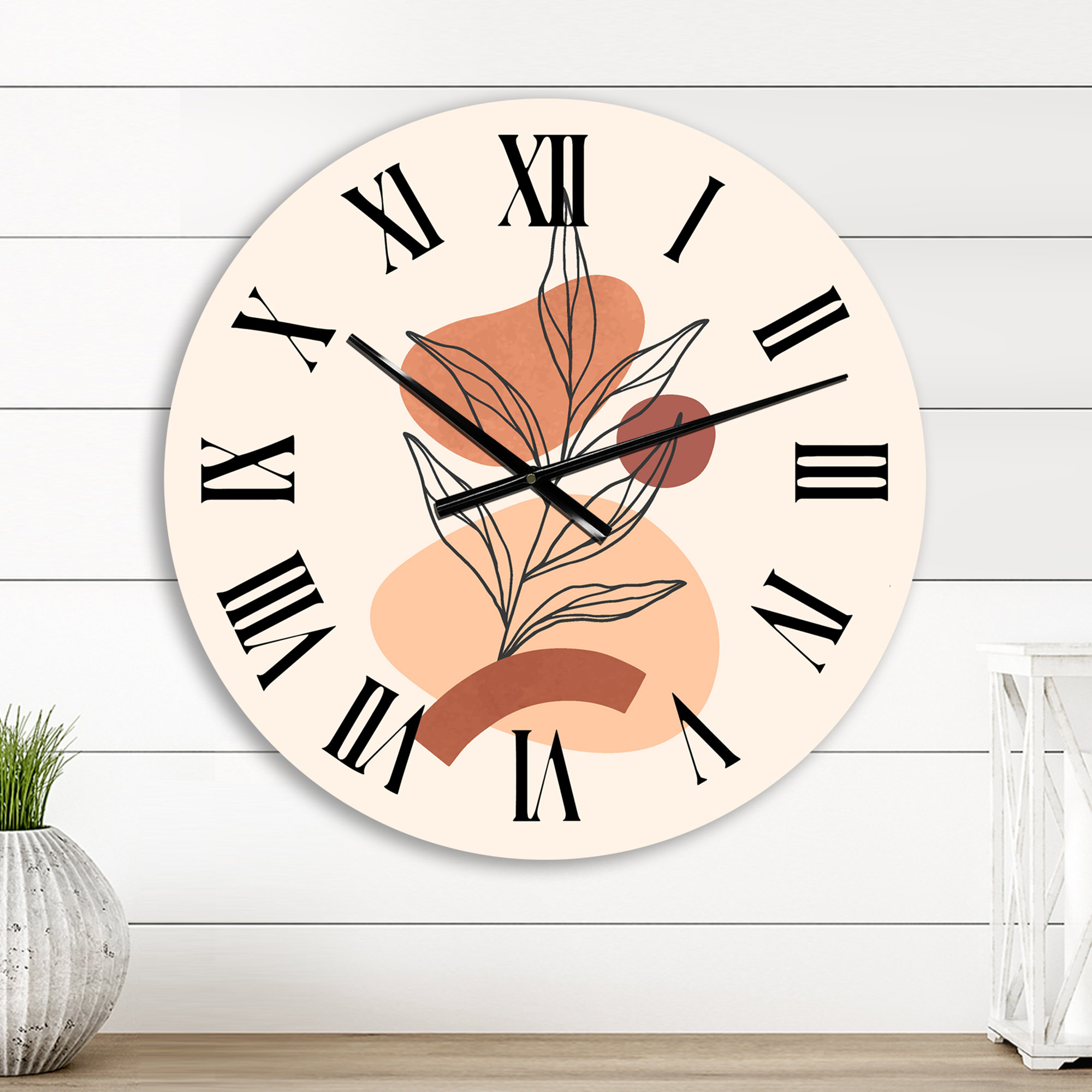East Urban Home Terra Cotta Boho Drawing VII Wall Clock | Wayfair
