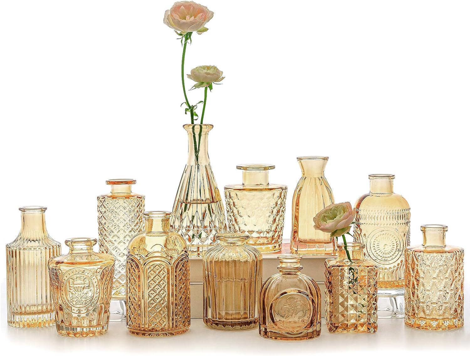 Ivy Bronx 12Pcs Glass Bud Vase Set, Small Flower Vases For Centerpieces ...