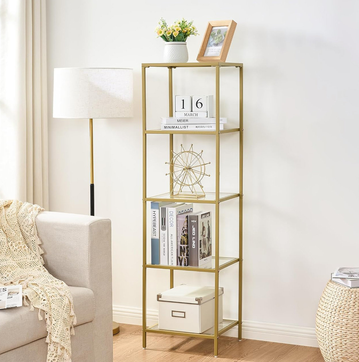 Ivy Bronx 5-Tier Bookshelf, Metal Bookcase,Storage Rack Shelf | Wayfair