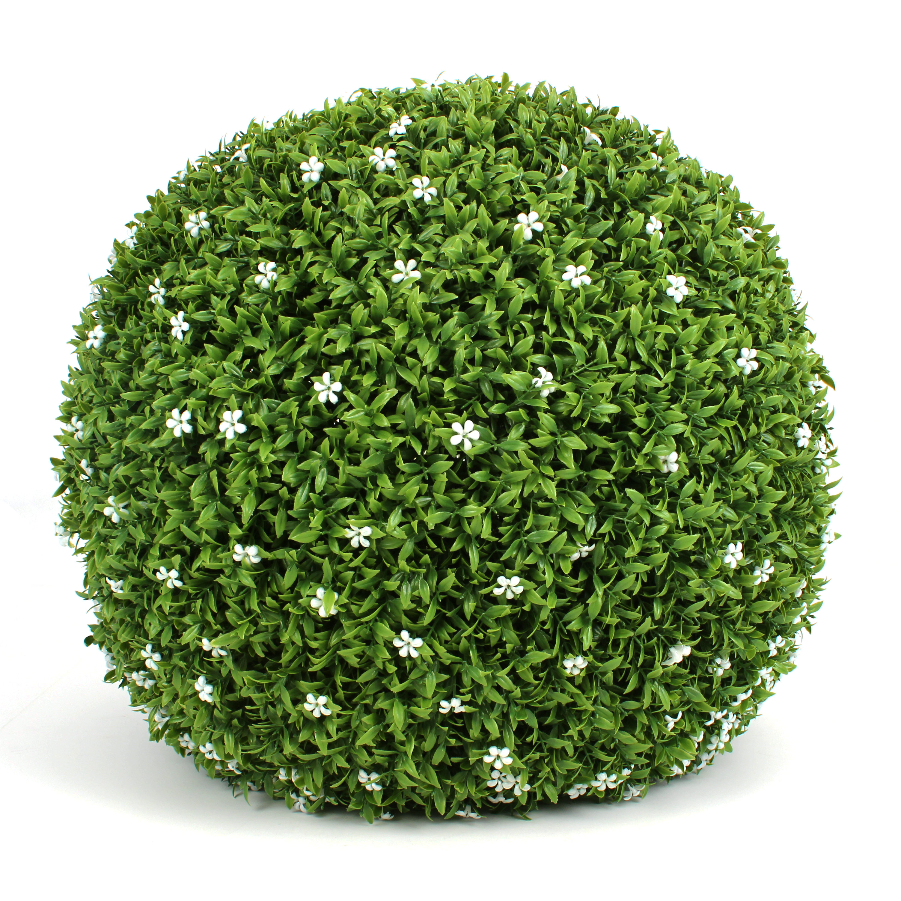 3rd Street Inn White Flower Grass Topiary Ball - 19" Artificial Topiary ...