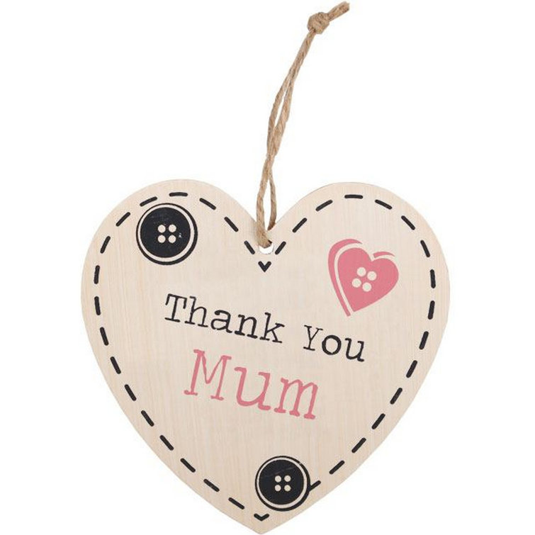 Happy Larry Thank You Mum Hanging Heart Sign Wall Décor | Wayfair.co.uk