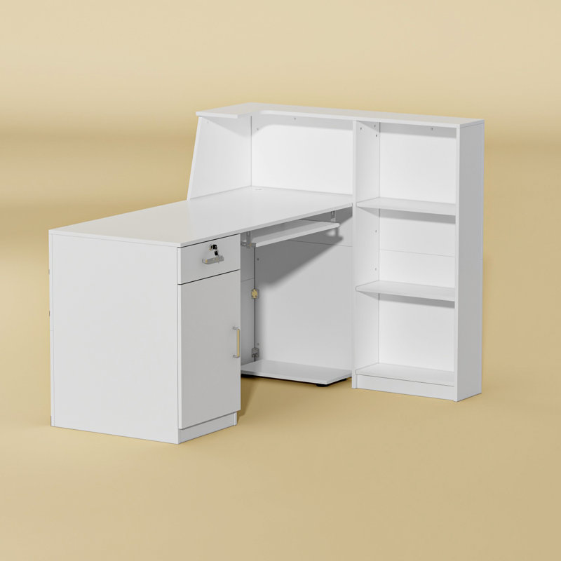 Inbox Zero Gurtha L-Shape Wood Reception Desk & Reviews | Wayfair