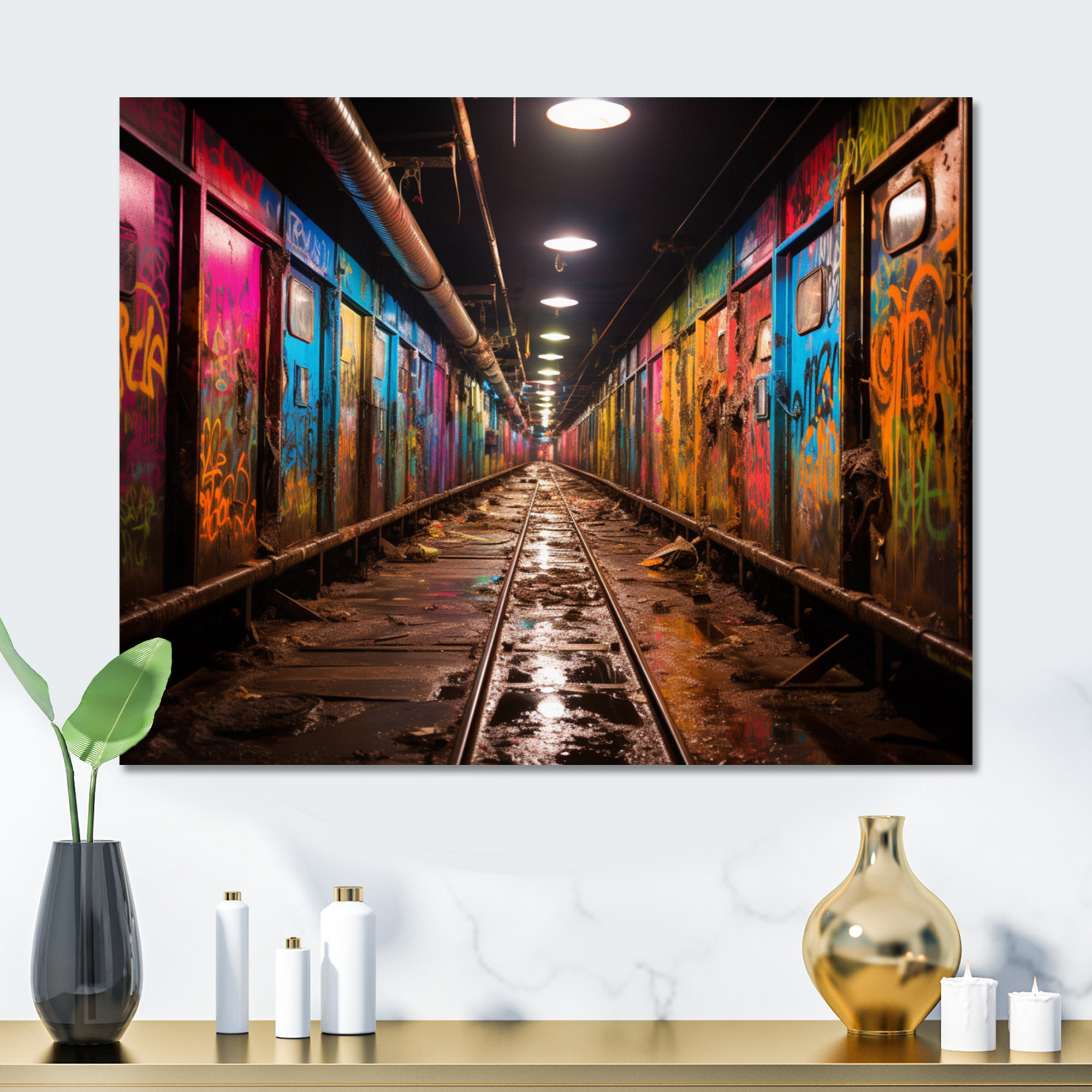Latitude Run® Colorful Tunnel Graffiti Oasis Bold - Tunnels Print on ...