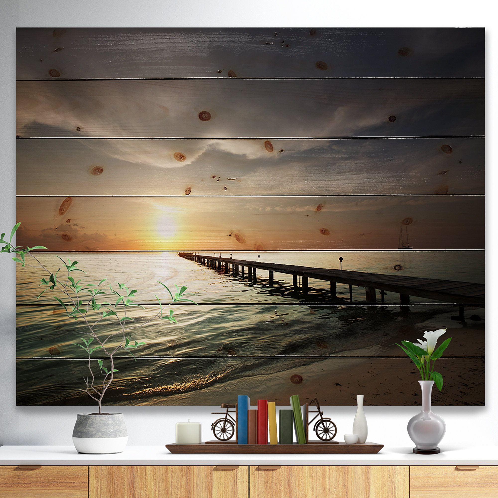 Highland Dunes Long Boardwalk In The Cloudy Dark Sea - Nautical ...