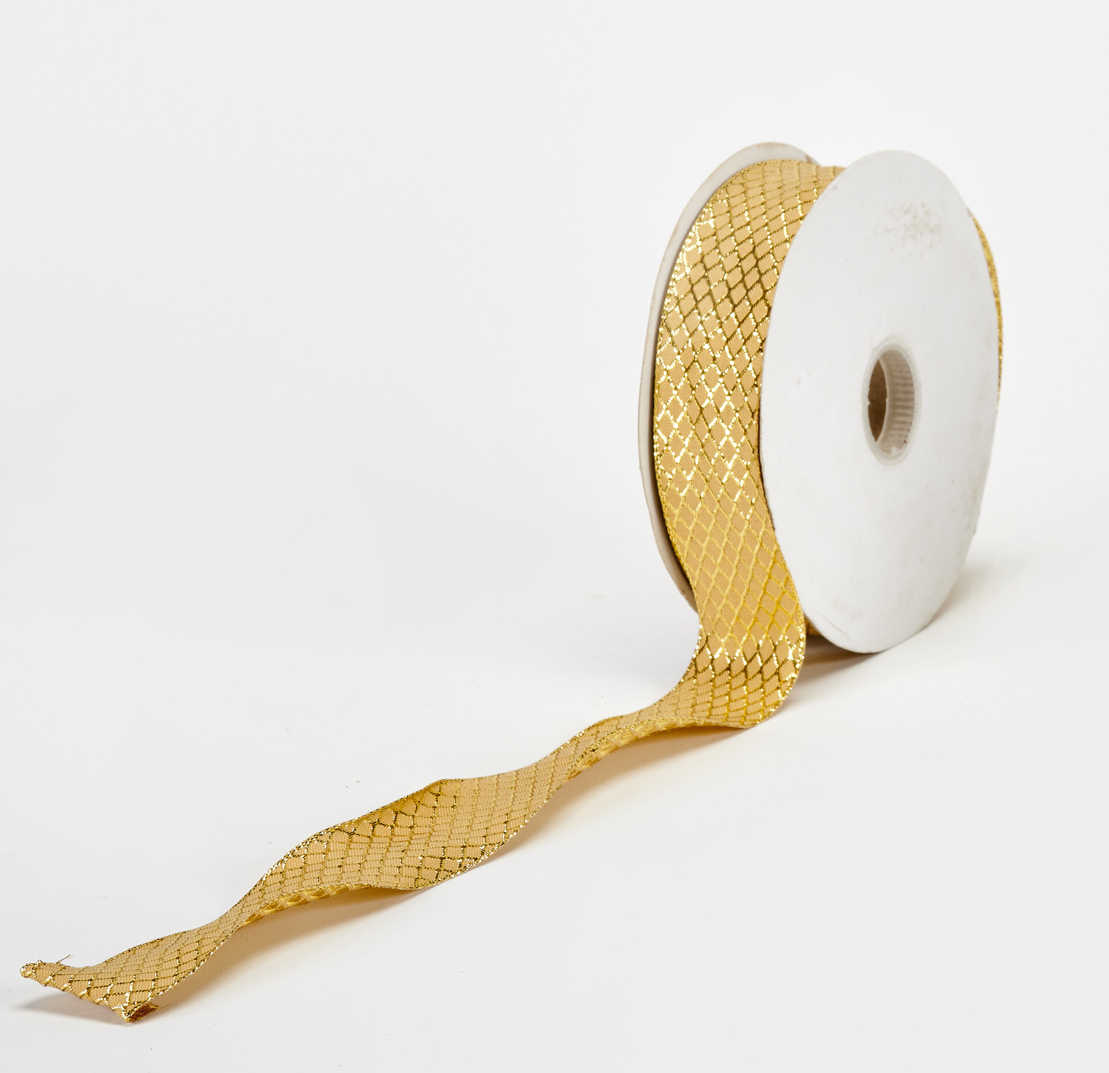 Worth Imports Beige Gold Argyle Wired Ribbon 50YD | Wayfair