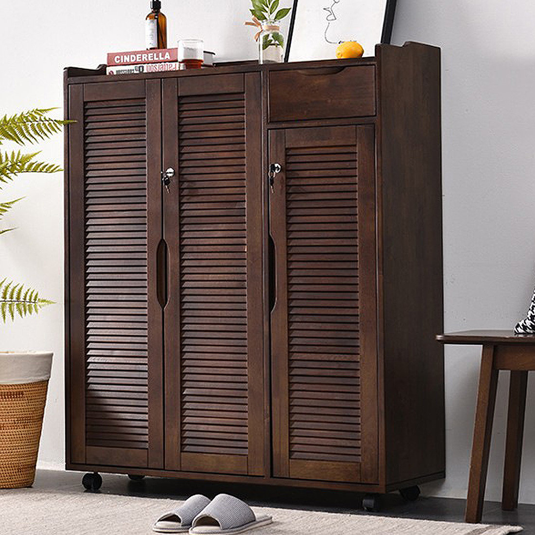 DICIXA Chinese Style Simple Shoe Cabinet 27 Pair Shoe Storage | Wayfair