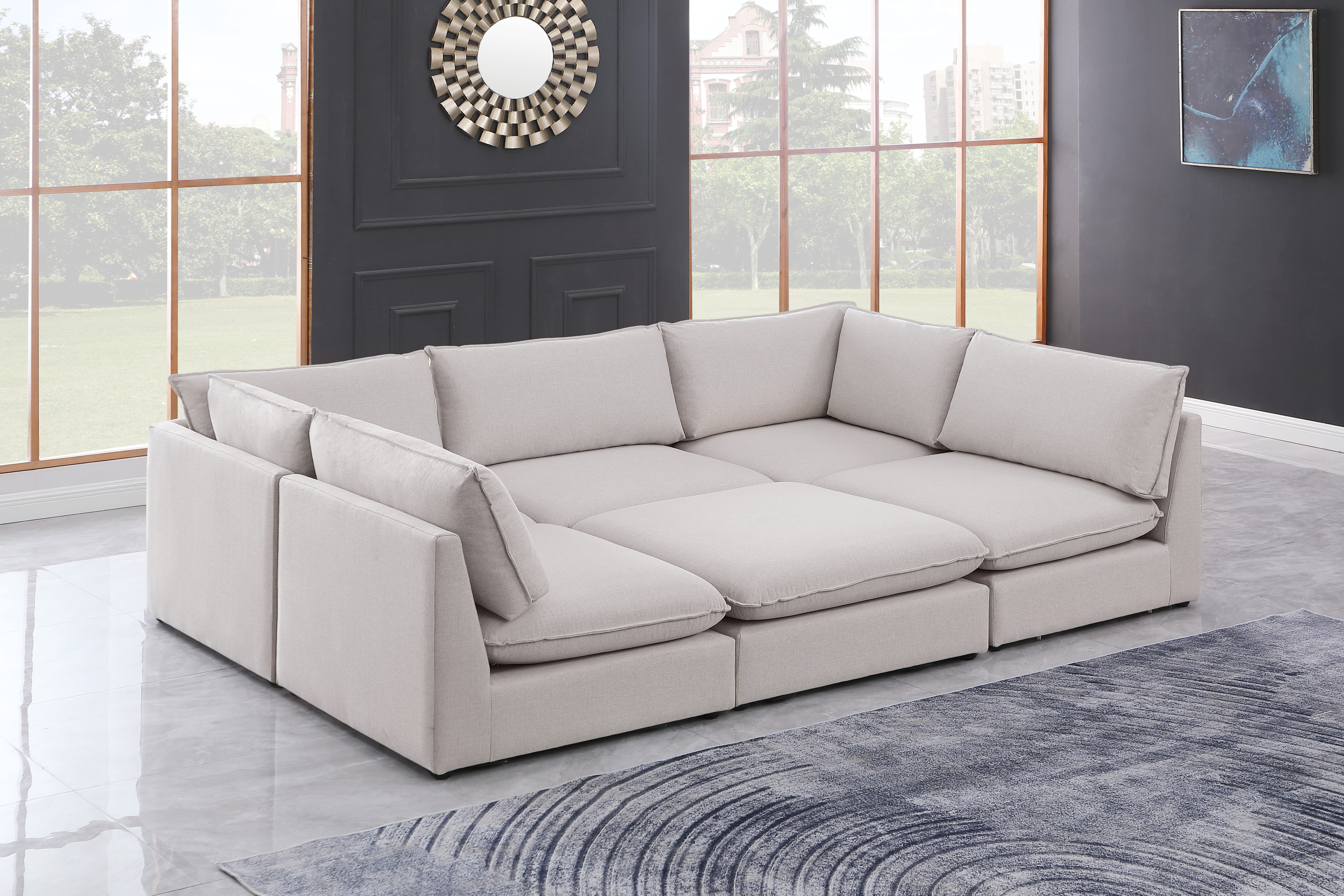 Wade Logan® Tupman 120" Wide Symmetrical Modular Corner Sectional | Wayfair