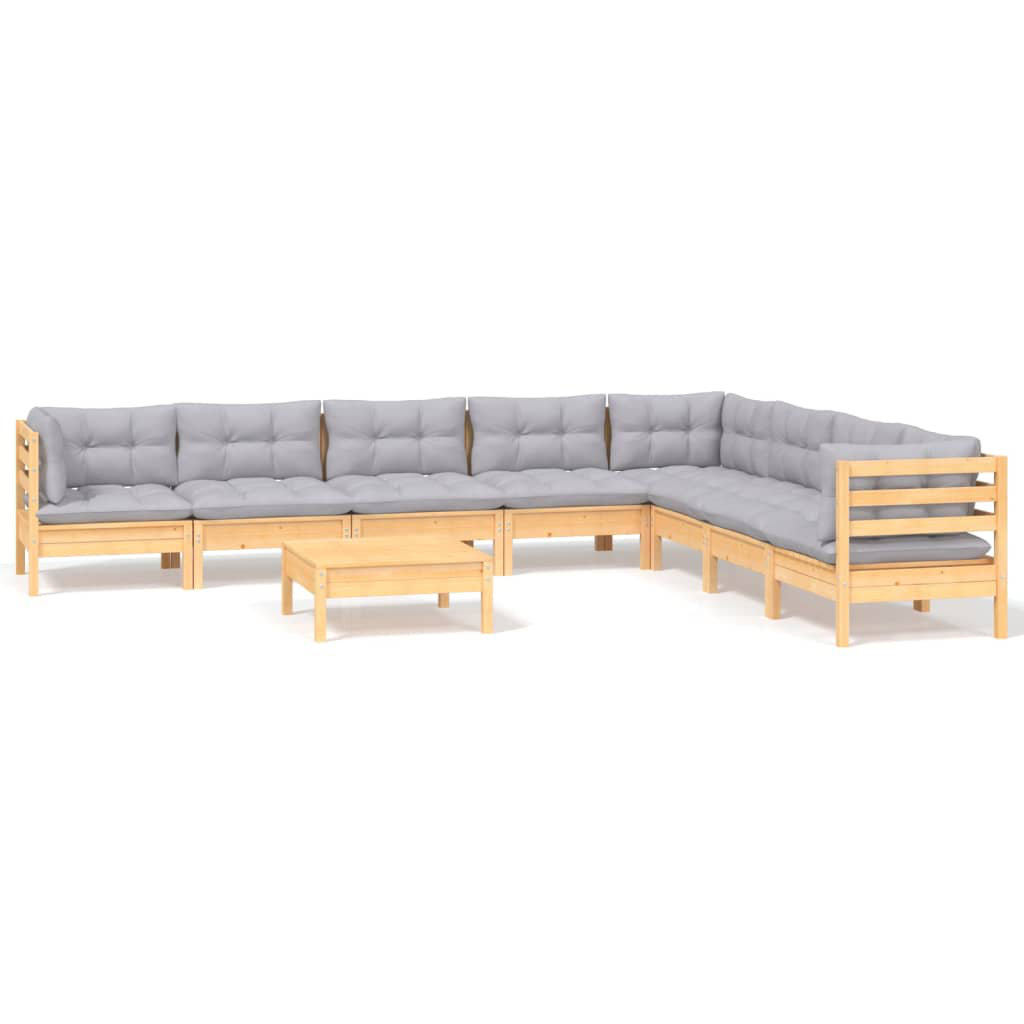 Rosecliff Heights Honaz 9 Piece Patio Lounge Solid Pinewood Sectional ...