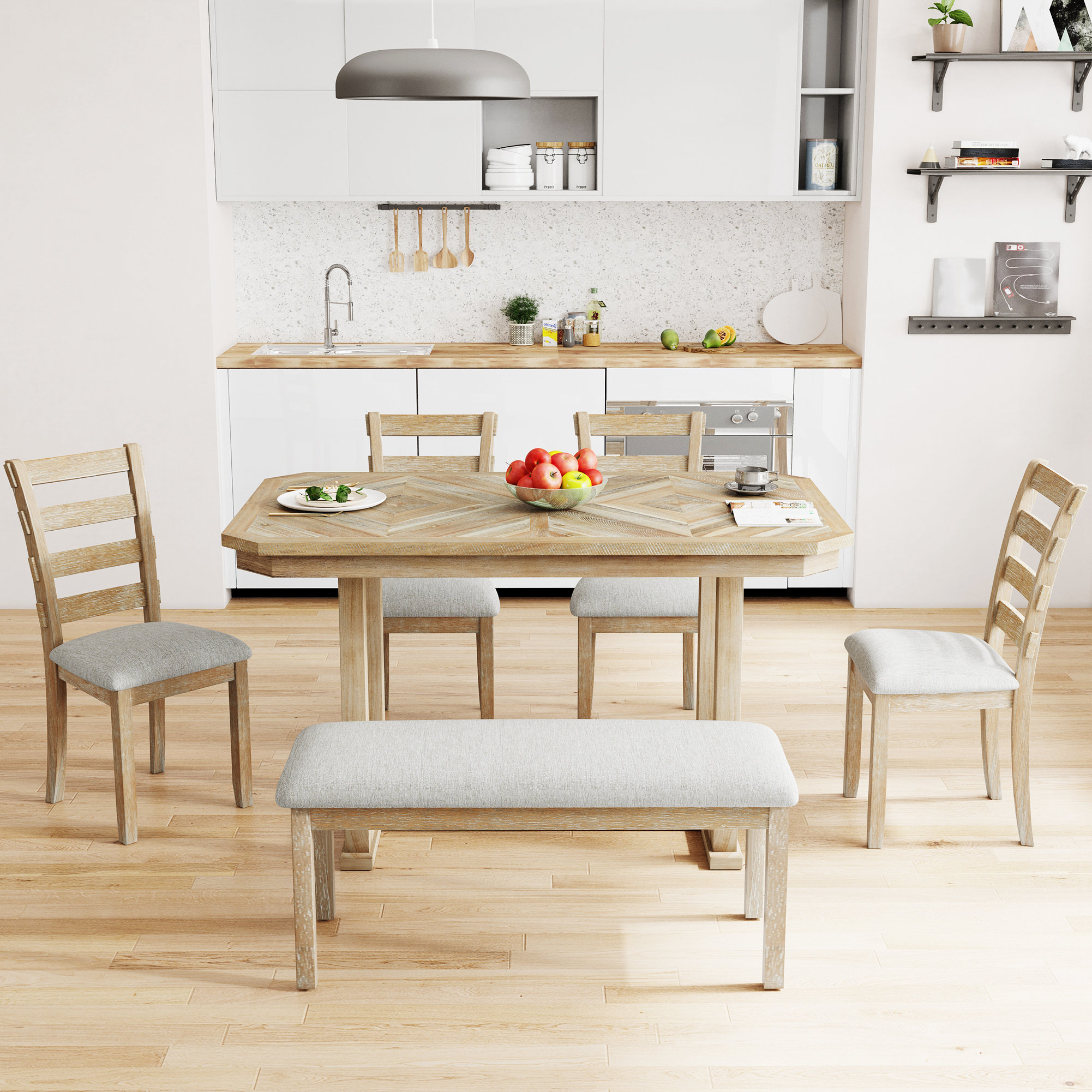 Red Barrel Studio 6-Piece Rubber Wood Dining Table Set - Wayfair Canada