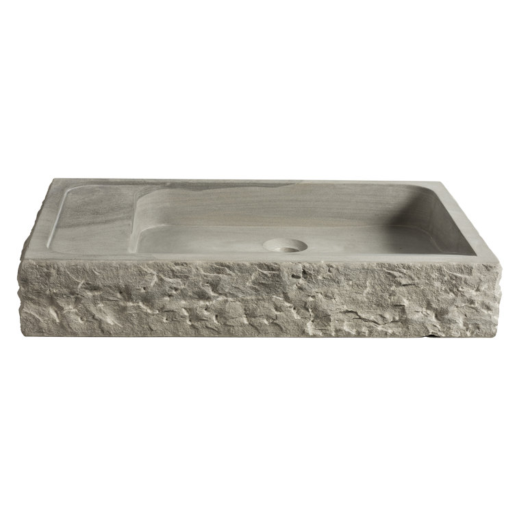 Bauhaus Bathe Roman Natural Sandstone Vessel Bathroom Sink | Wayfair