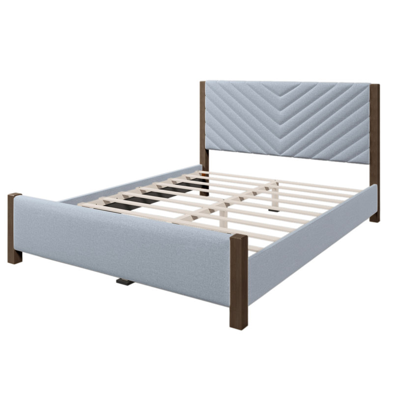 Latitude Run® Solid Wood Upholstered Tufted Headboard Bed Frame | Wayfair