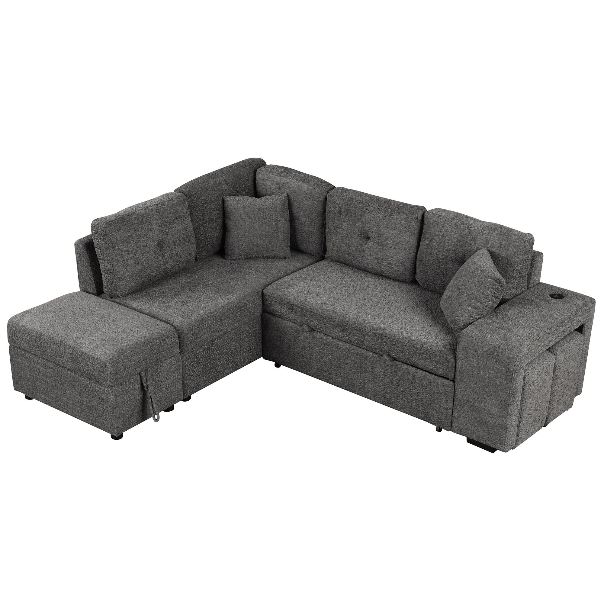 Latitude Run® Convertible Sleeper, Sectional Pull Out Sofa Bed With ...