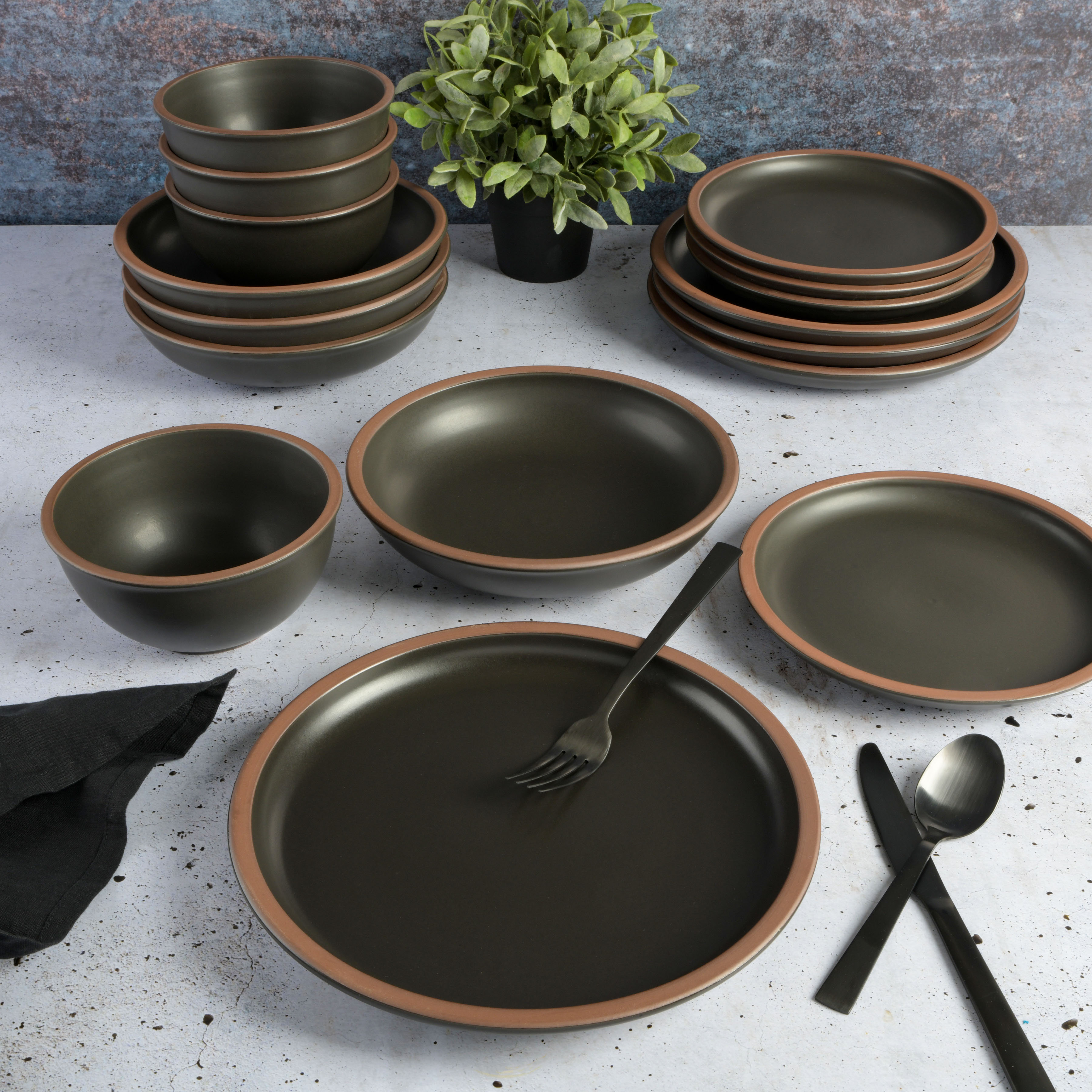 Gibson Soho Lounge Lagos Coupe Dinnerware Set, Service For 4 (16Pc ...