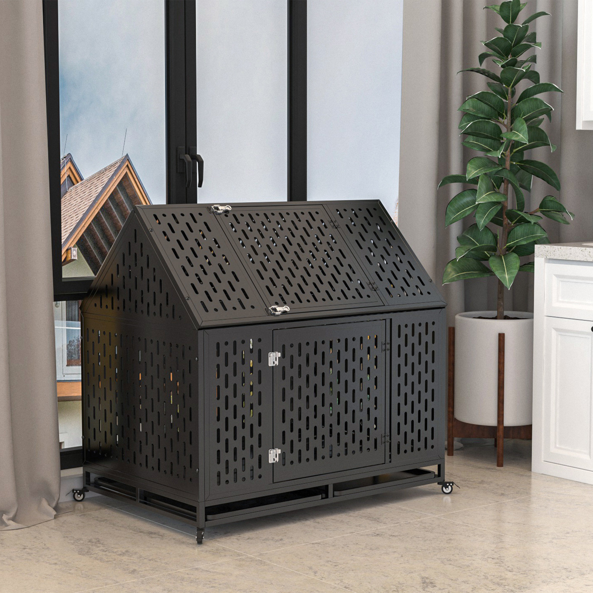 Tucker Murphy Pet™ Heavy Duty Dog Crate Dog Cage, 52" Indestructible ...