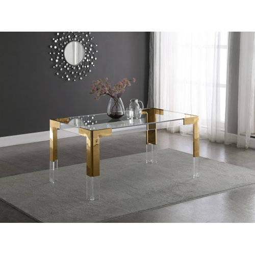Glass Rectangular Kitchen & Dining Tables You'll Love | Wayfair