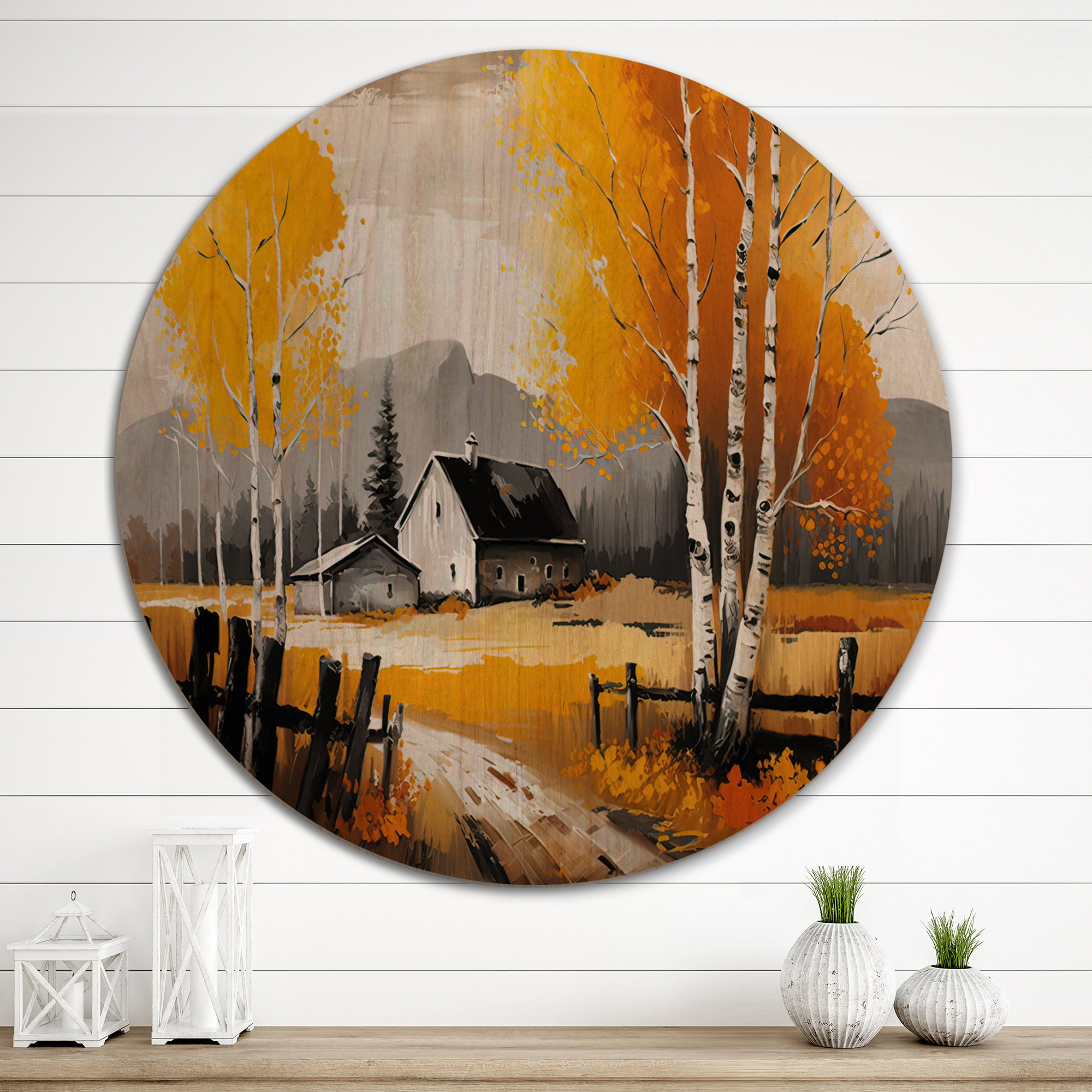 Loon Peak® Small Cottage In Autumn I - Landscape Wood Wall Art ...
